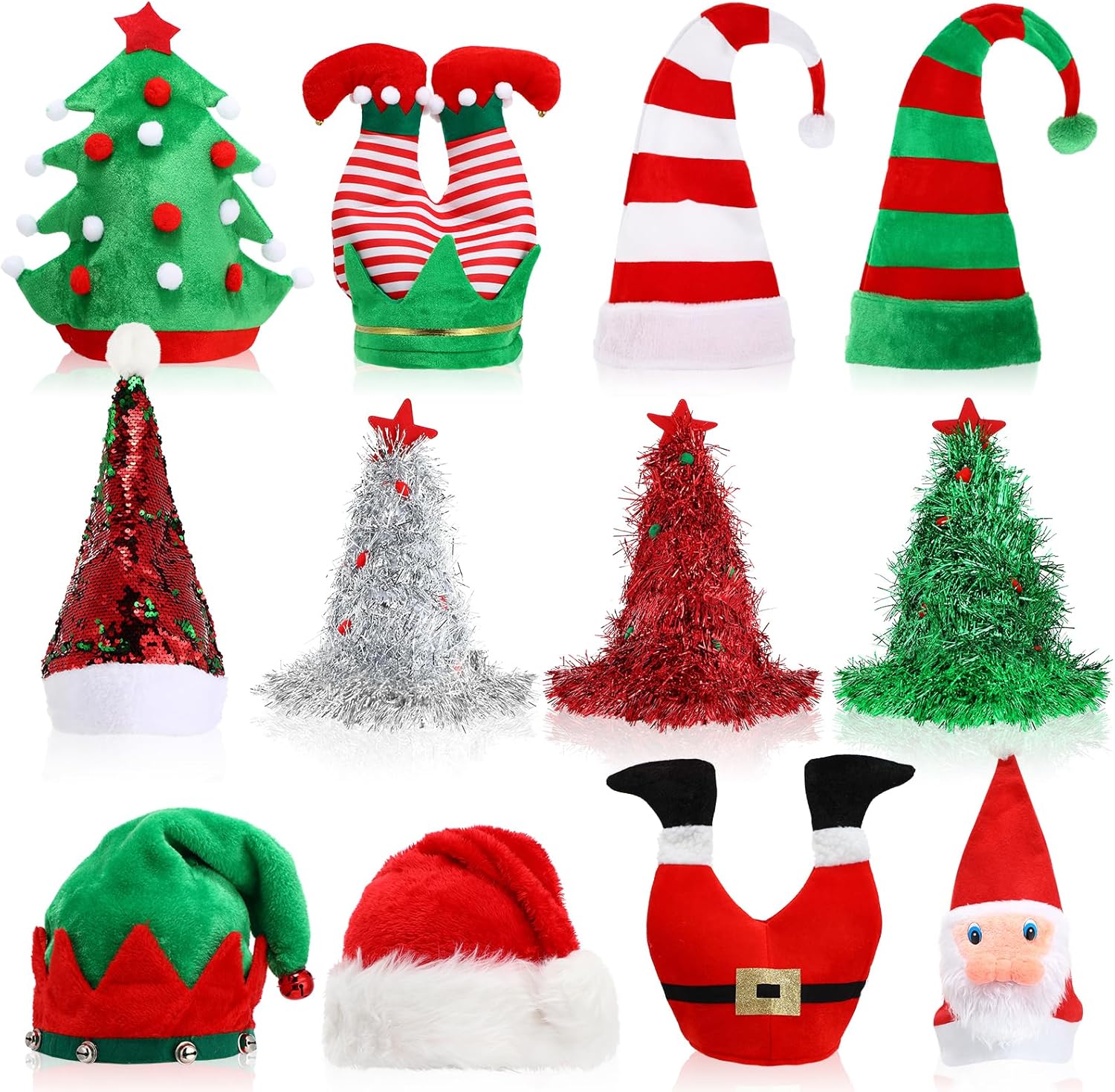 Amazon.com: Liitrsh 12 Pieces Christmas Novelty Hats Santa Elf Hat ...