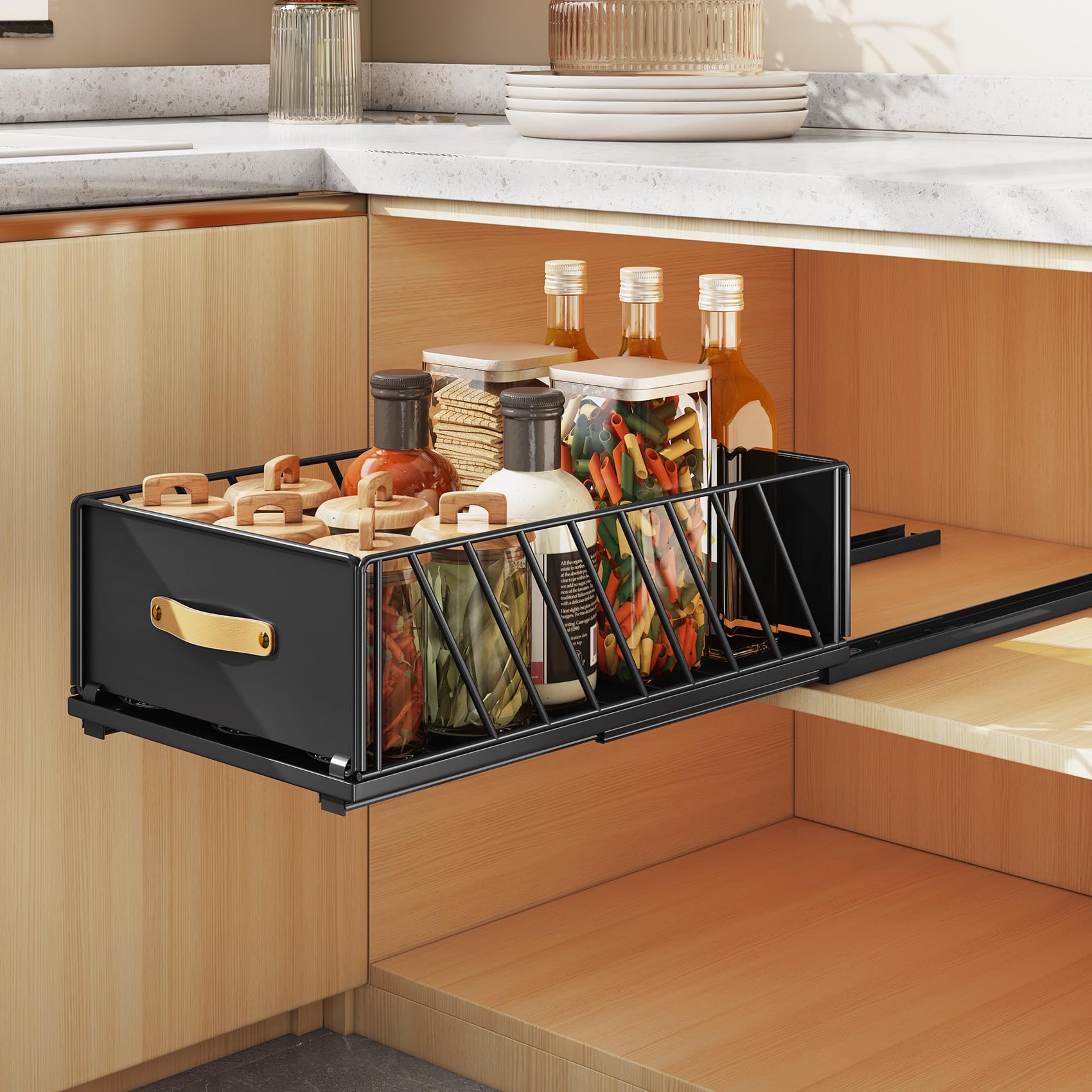 SAYZH Pull Out Cabinet Organiser, Heavy Duty Slide Out Drawers with ...
