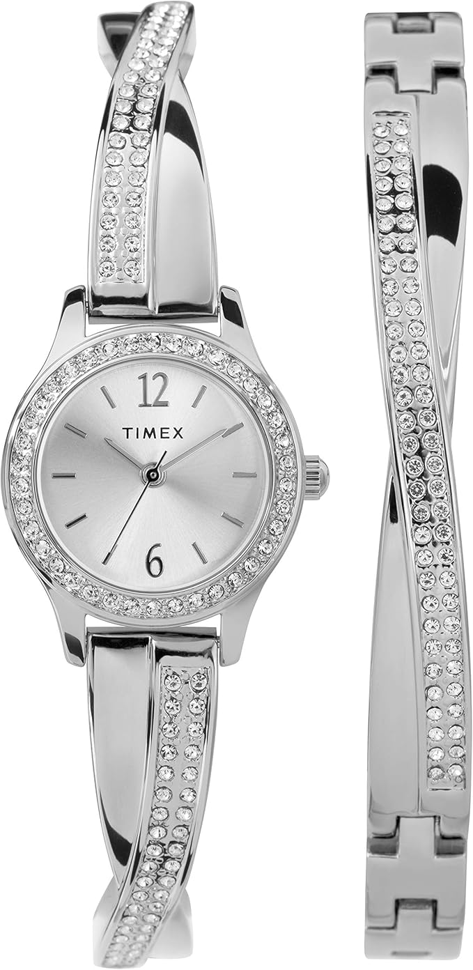 Amazon.com: Timex Women's Dress Crystal 23mm Watch & Bracelet Gift Set ...