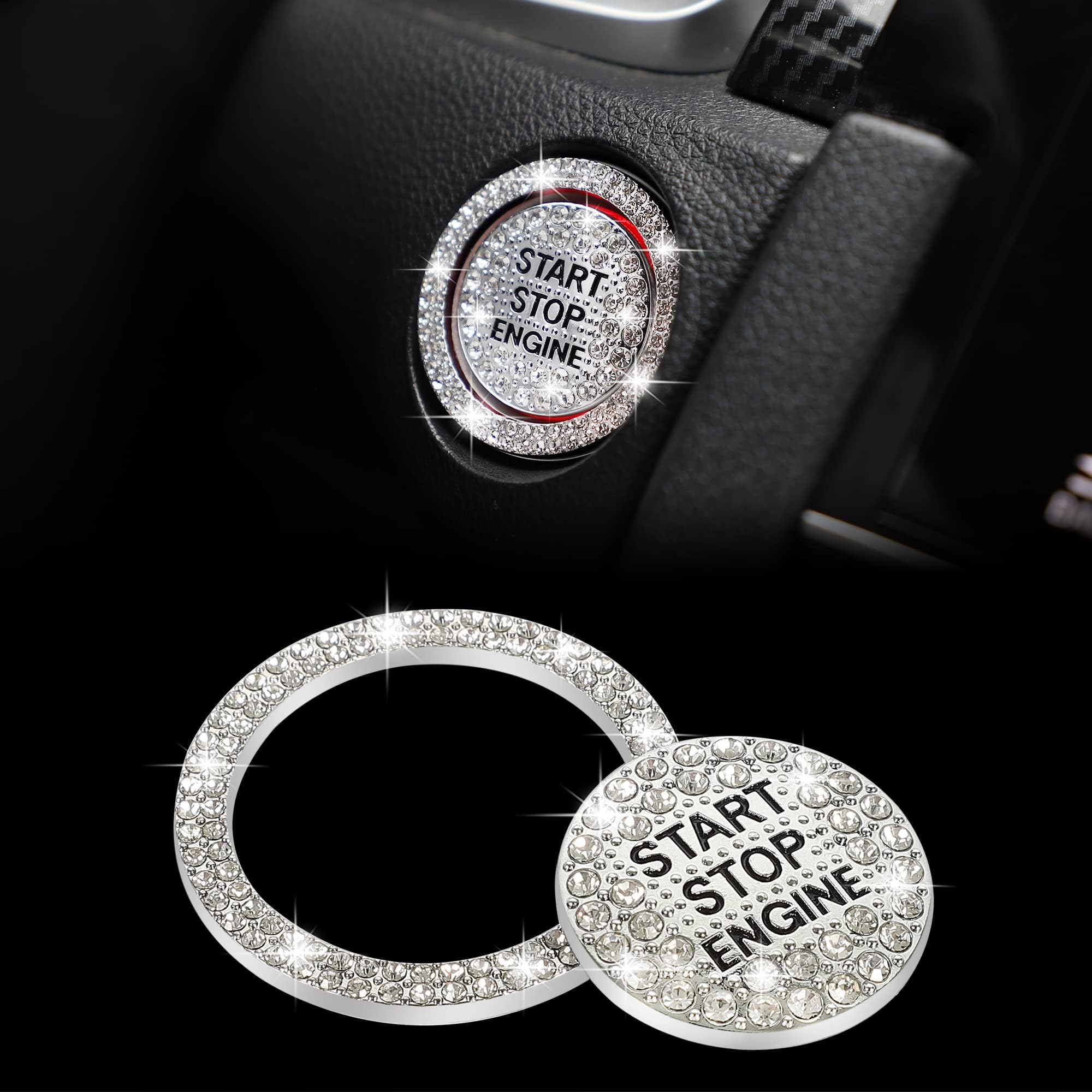Amazon.com: Dickno Bling Car Push to Start Button Cover, Anti Scratch ...
