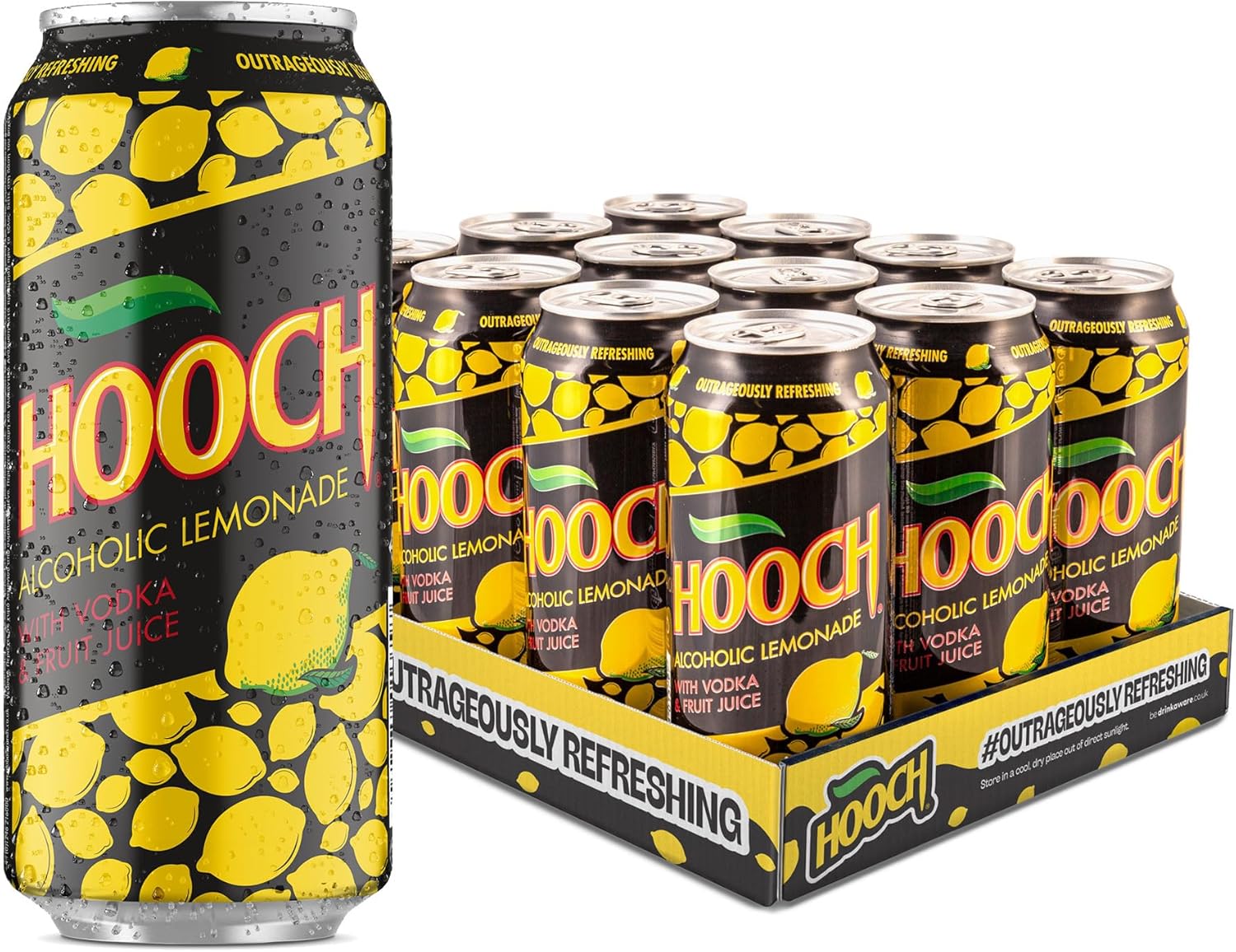 Hooch Lemon - 12 x 440ml Cans - Pre-Mixed Alcoholic Lemonade, Real ...