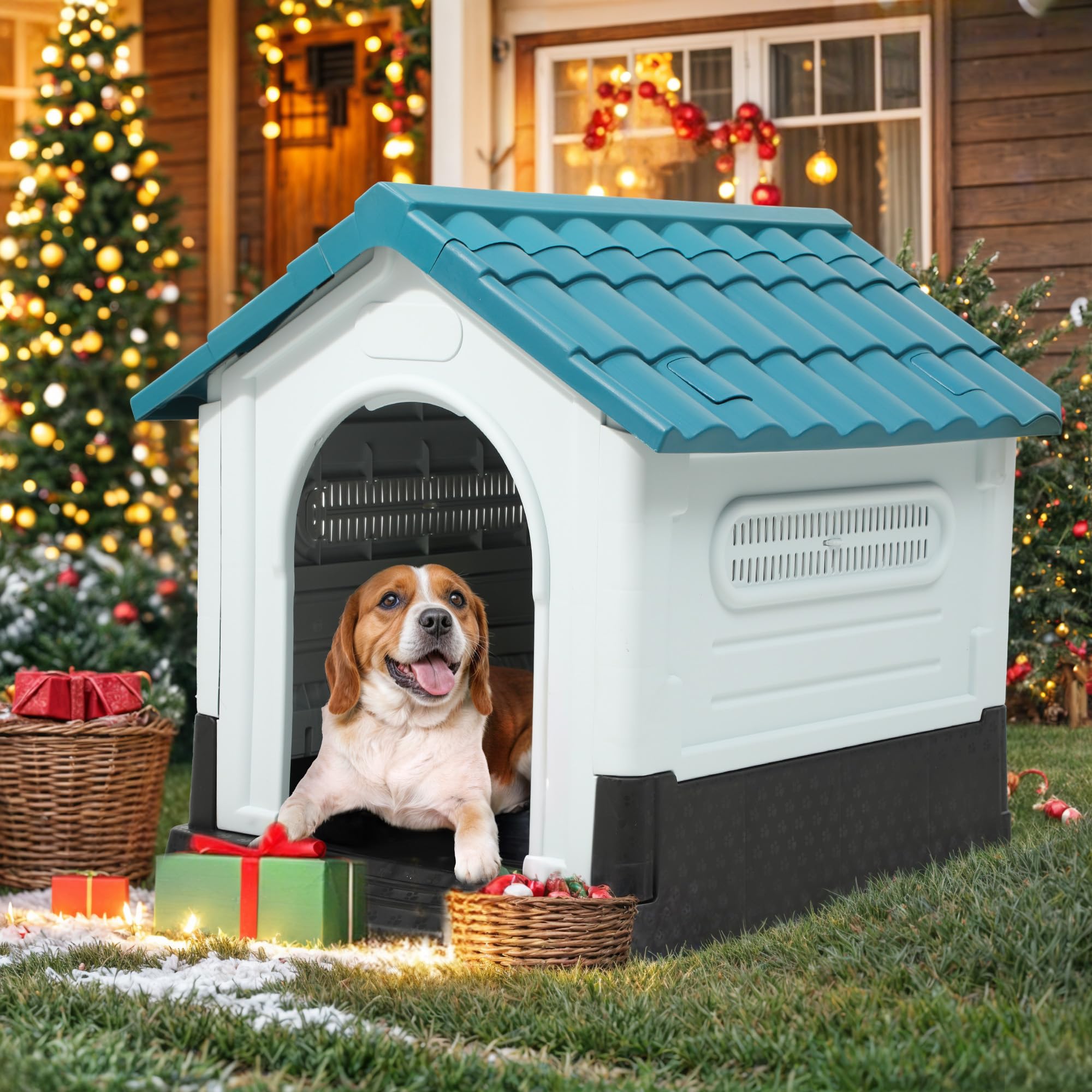 Amazon.com : YITAHOME 33.1'' Folding Large Dog House Outdoor Plastic ...