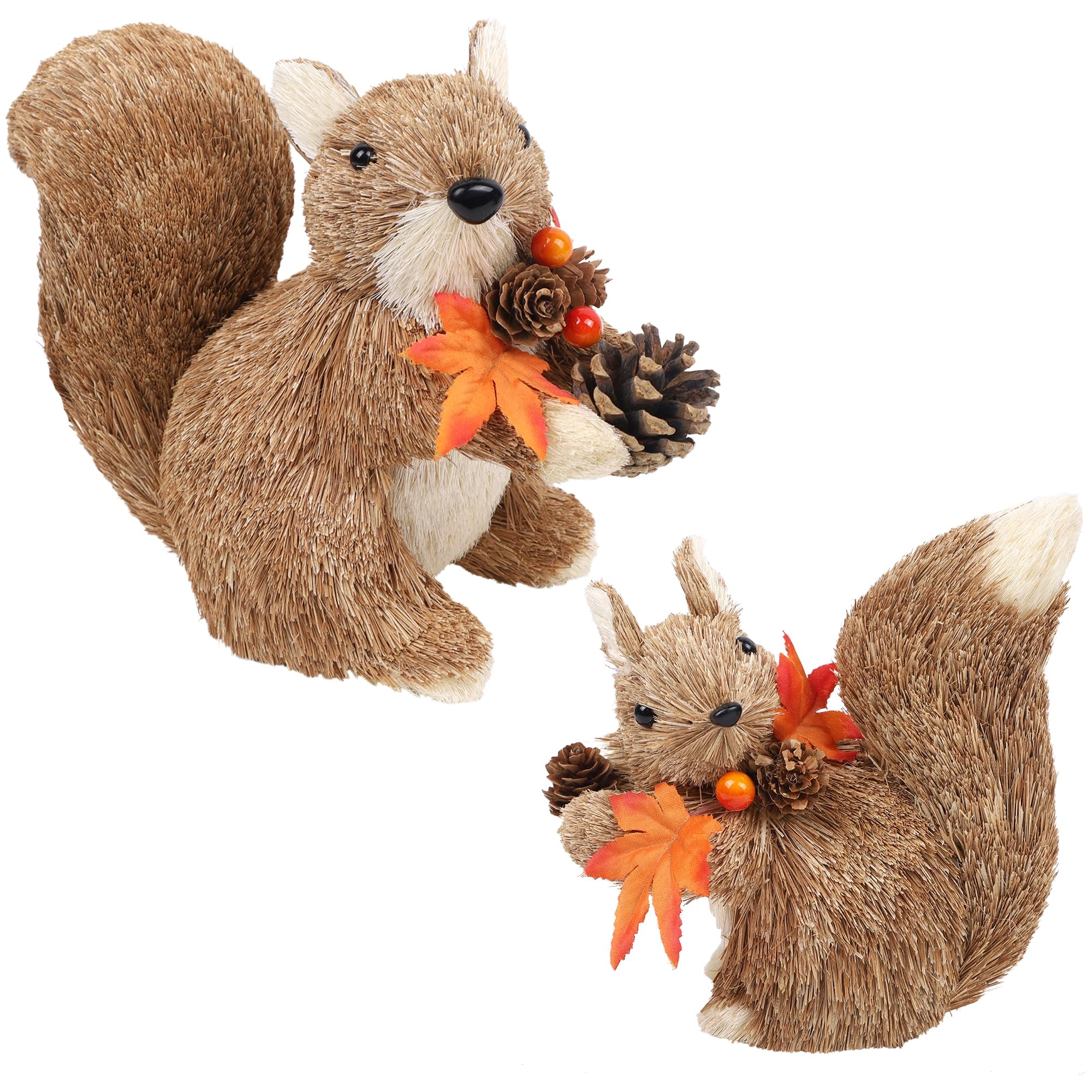 Amazon.com: winemana Set of 2 Fall Table Decor-Squirrels with Leaves ...