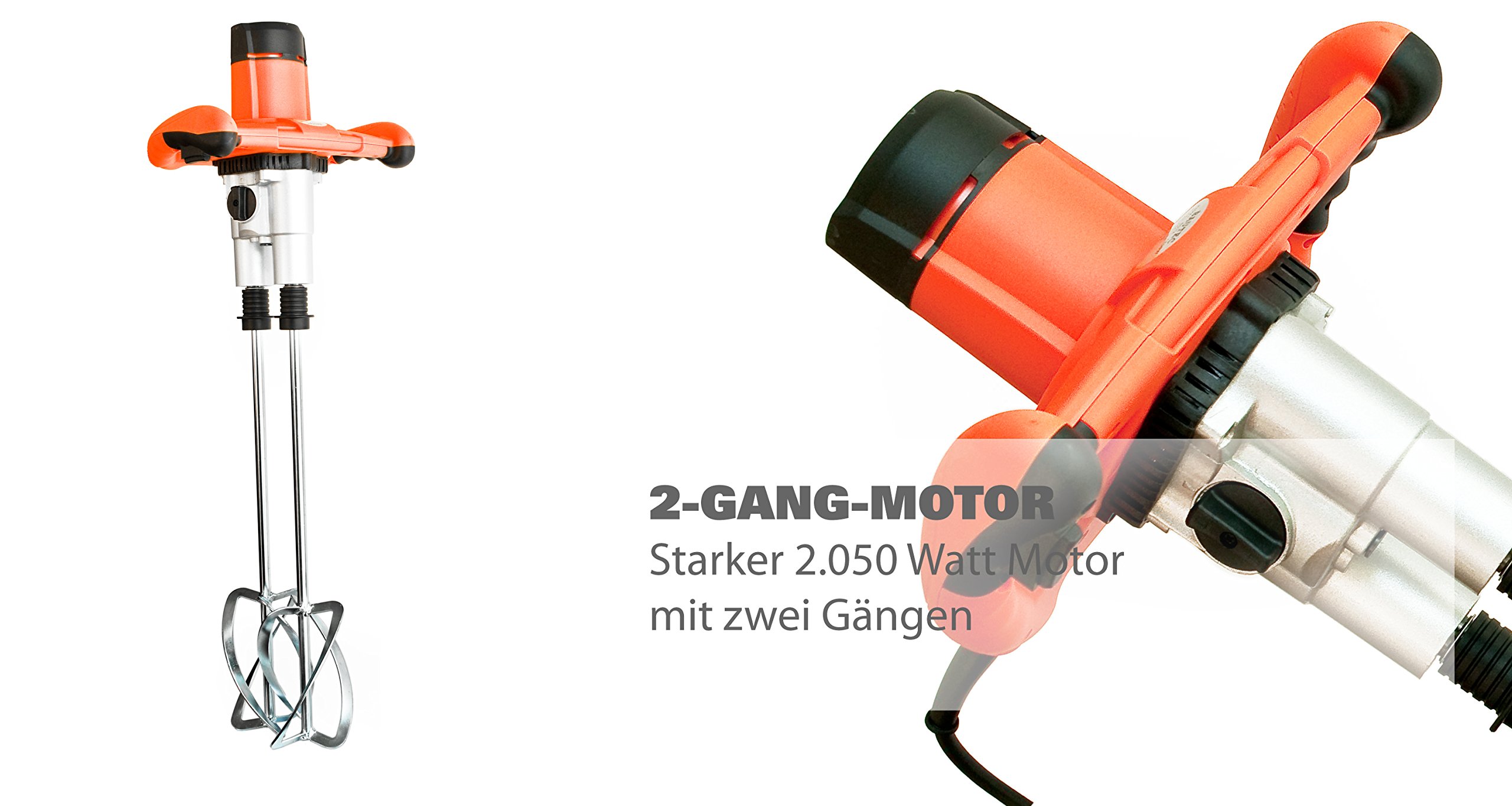 BAUTEC plaster mixer 1800W with 4 mixing paddles / twin paddle / mixing ...