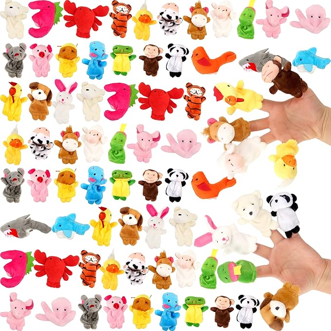 Amazon.com: 120 Pcs Small Plush Animal Finger Puppets Bulk Mini Stuffed ...