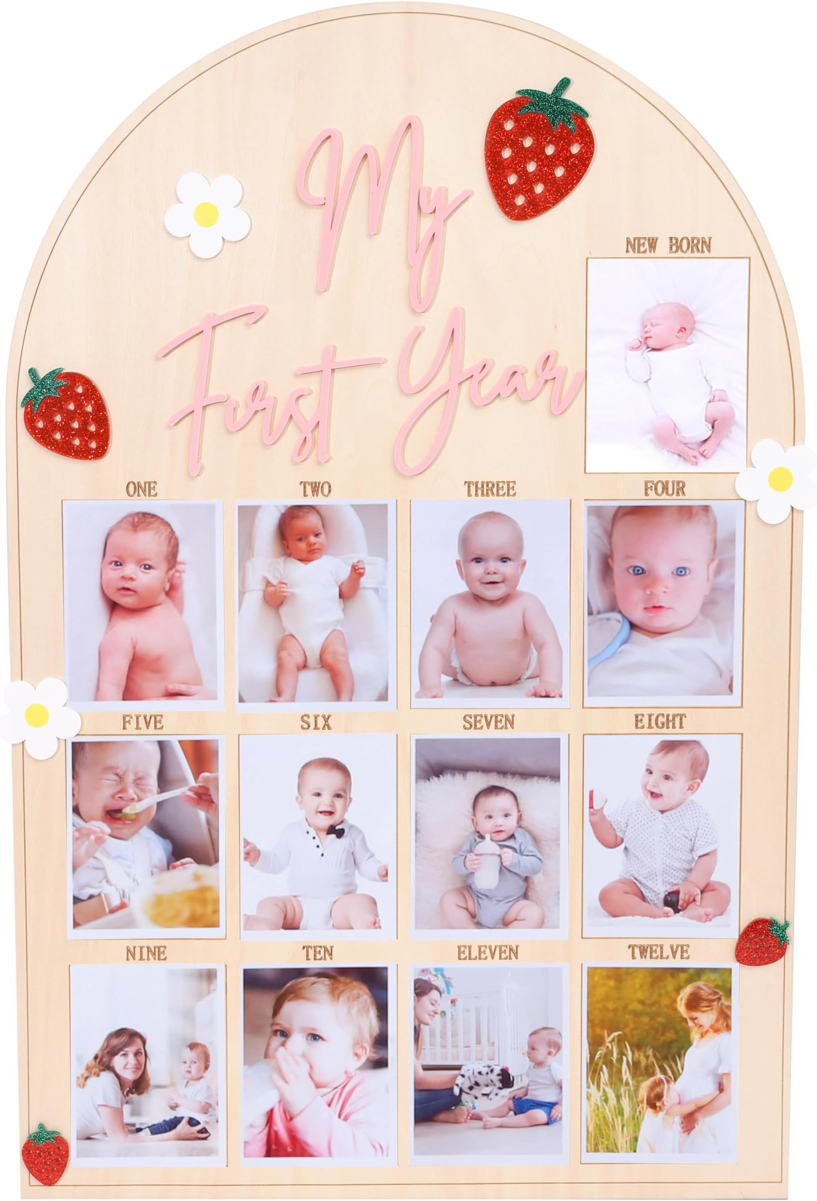 Amazon.com: Rweseo One Year Of Wood Photo Board - Strawberry 1st ...