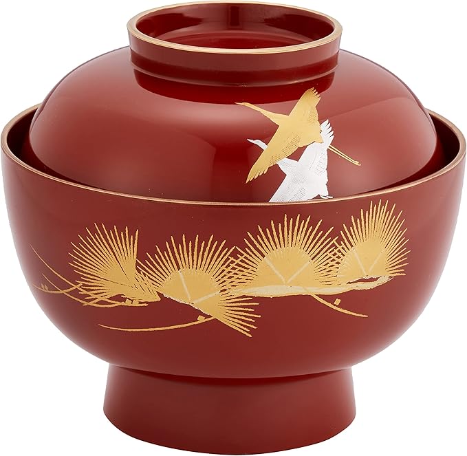3T-405 Maeju Lacquerware, Daimyo Zoni Bowl, Flying Akabuchi Gold ...