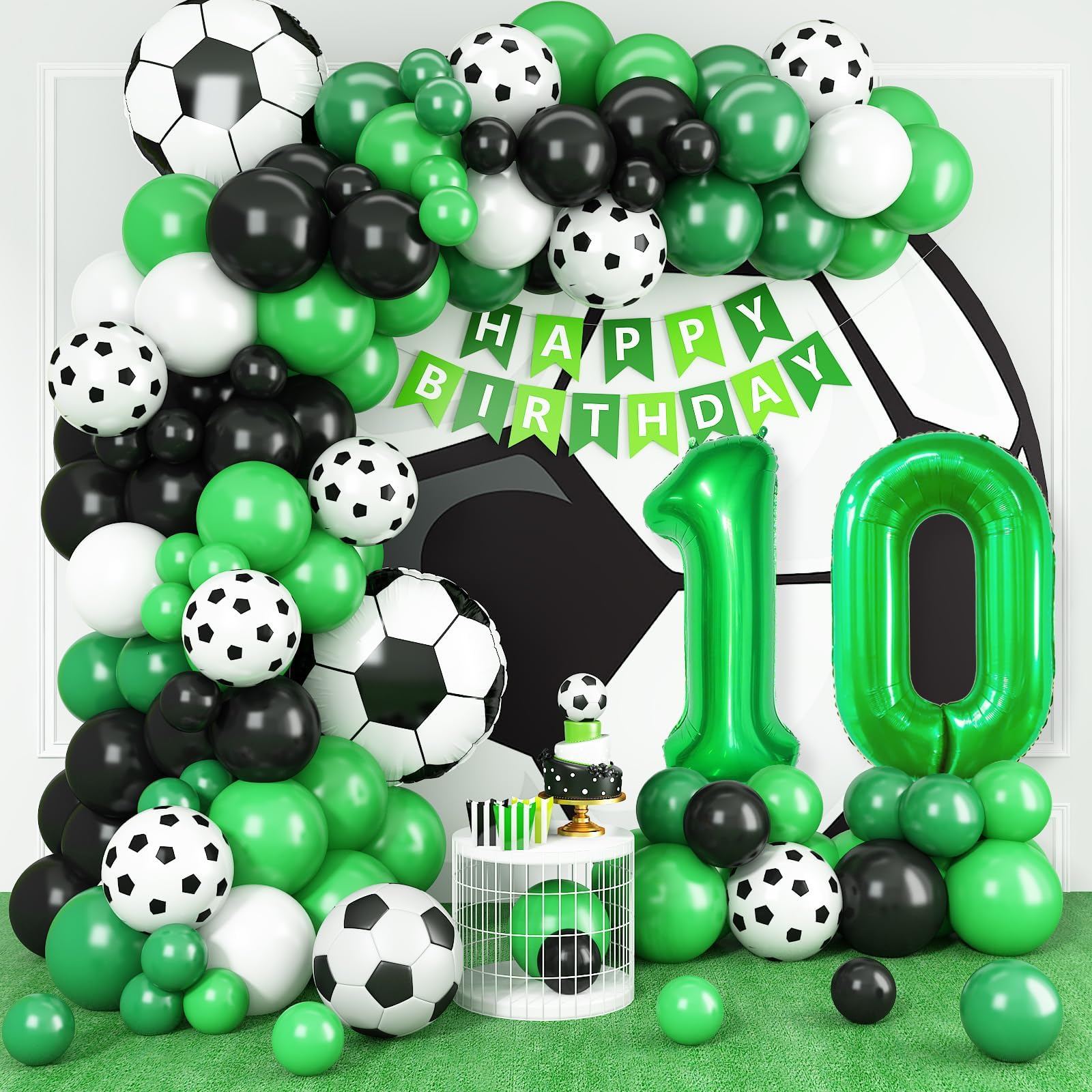Amazon.com: 10th Birthday Soccer Balloons Arch,10th Soccer Garland Kit ...
