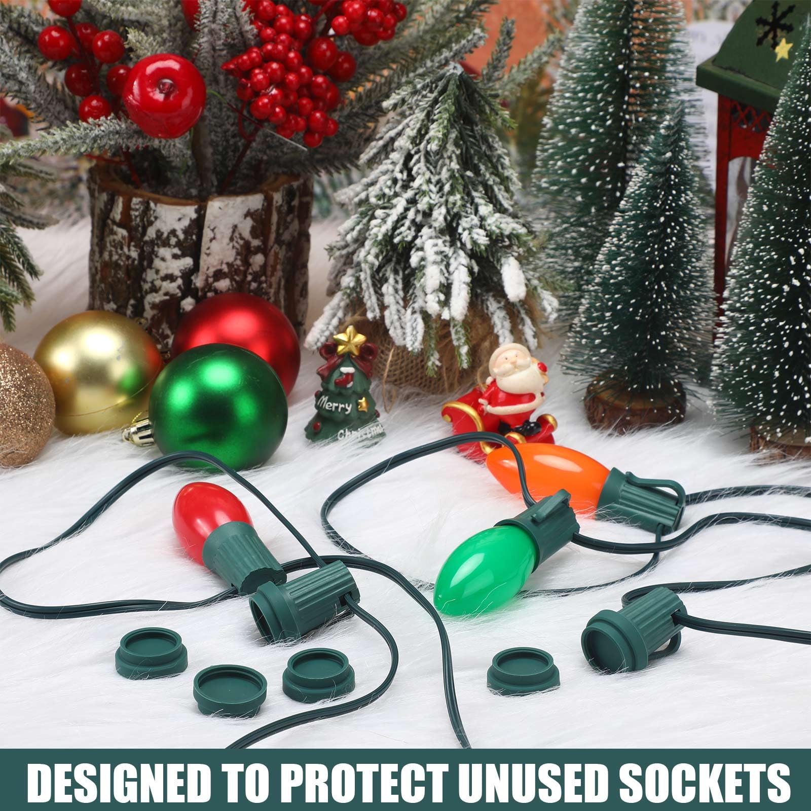 Snapklik.com : 100 Pcs Christmas Light Socket Safety Cap Plugs For C7 ...