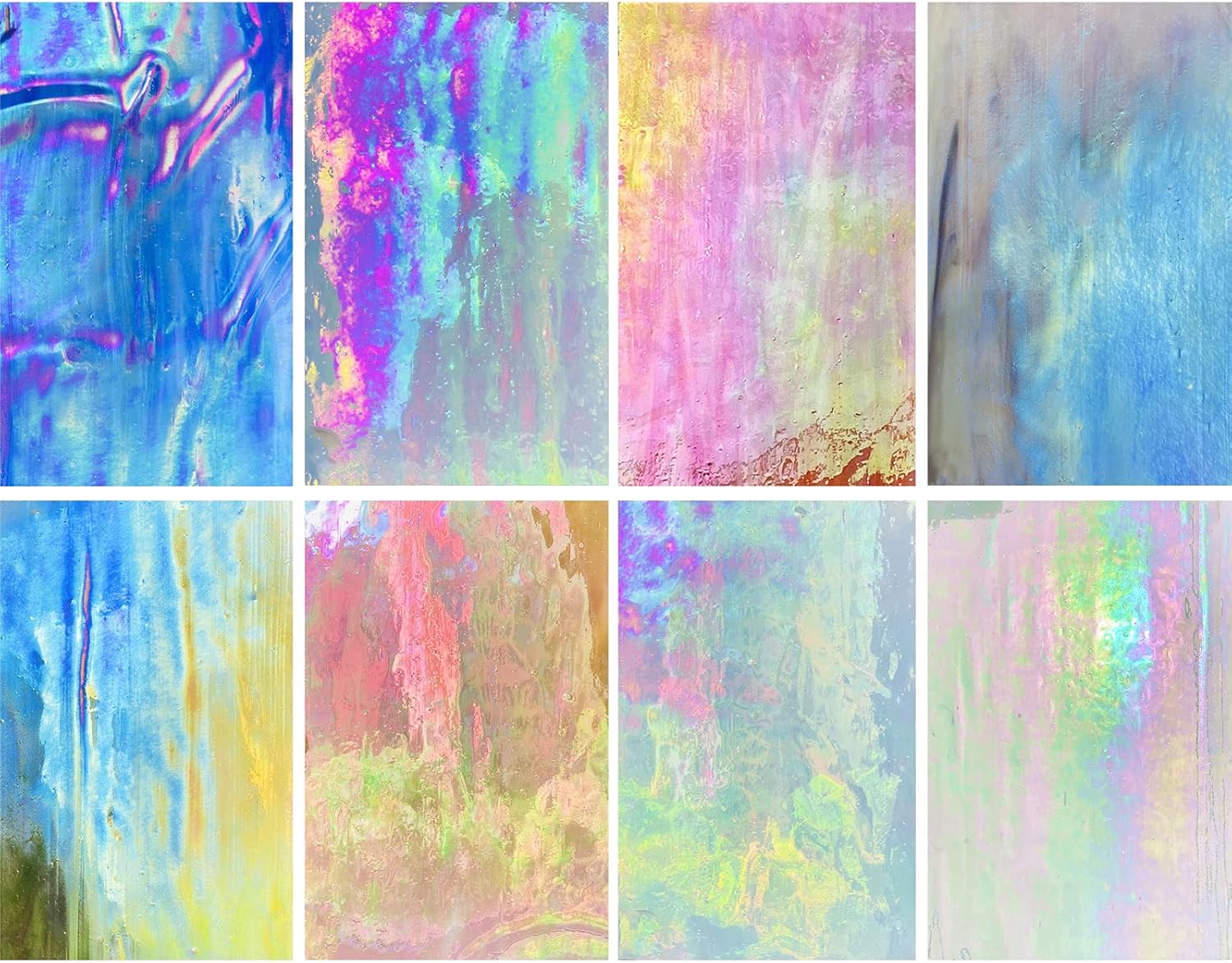 LITMIND 8 Pack Stained Glass Sheets Variety Pack 4 X 6 Inch Iridescent litmind-8-pack-stained-glass-sheets-variety-pack-4-x-6-inch-iridescent