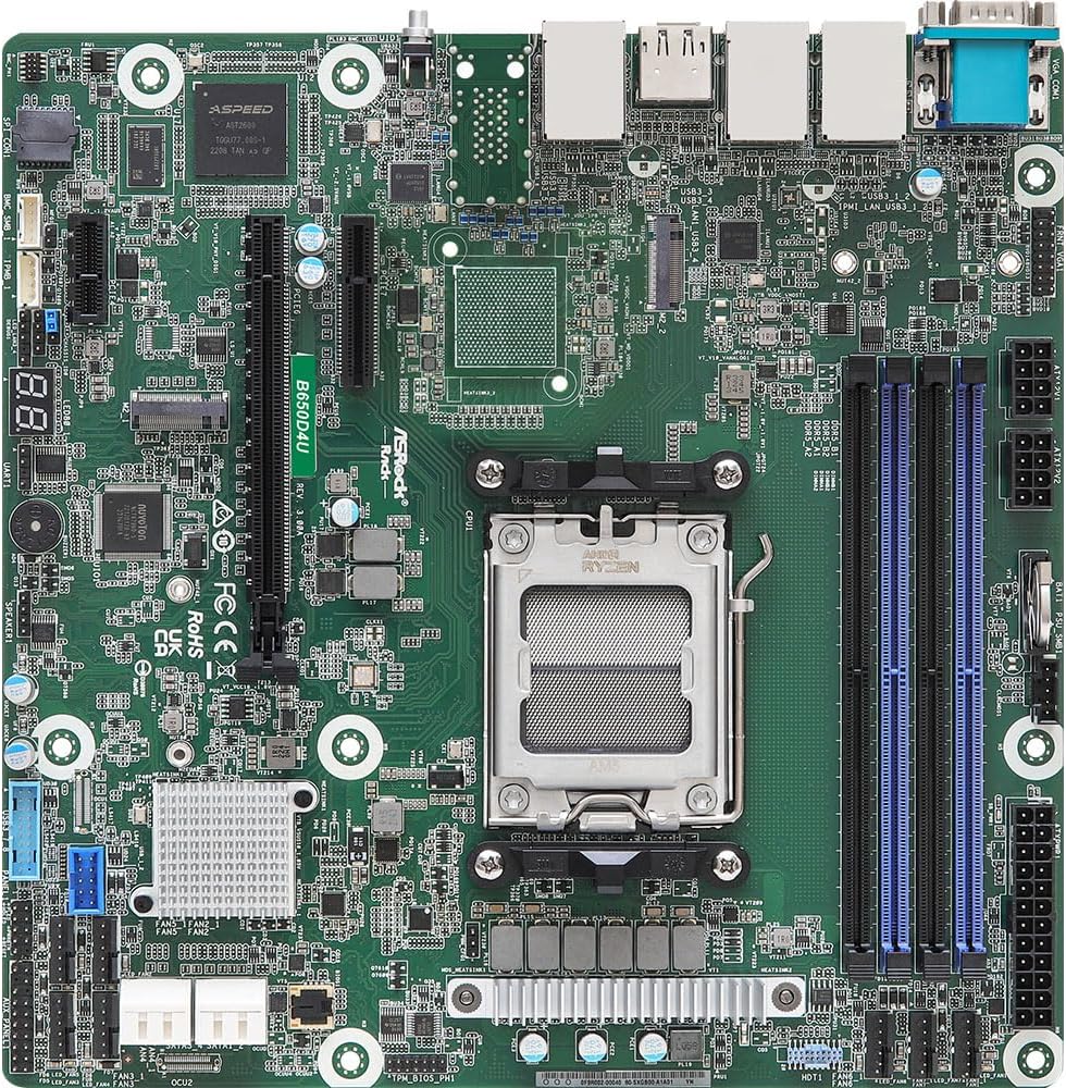 Amazon.com: AsRock Rack B650D4U Micro-ATX Server Motherboard Single ...