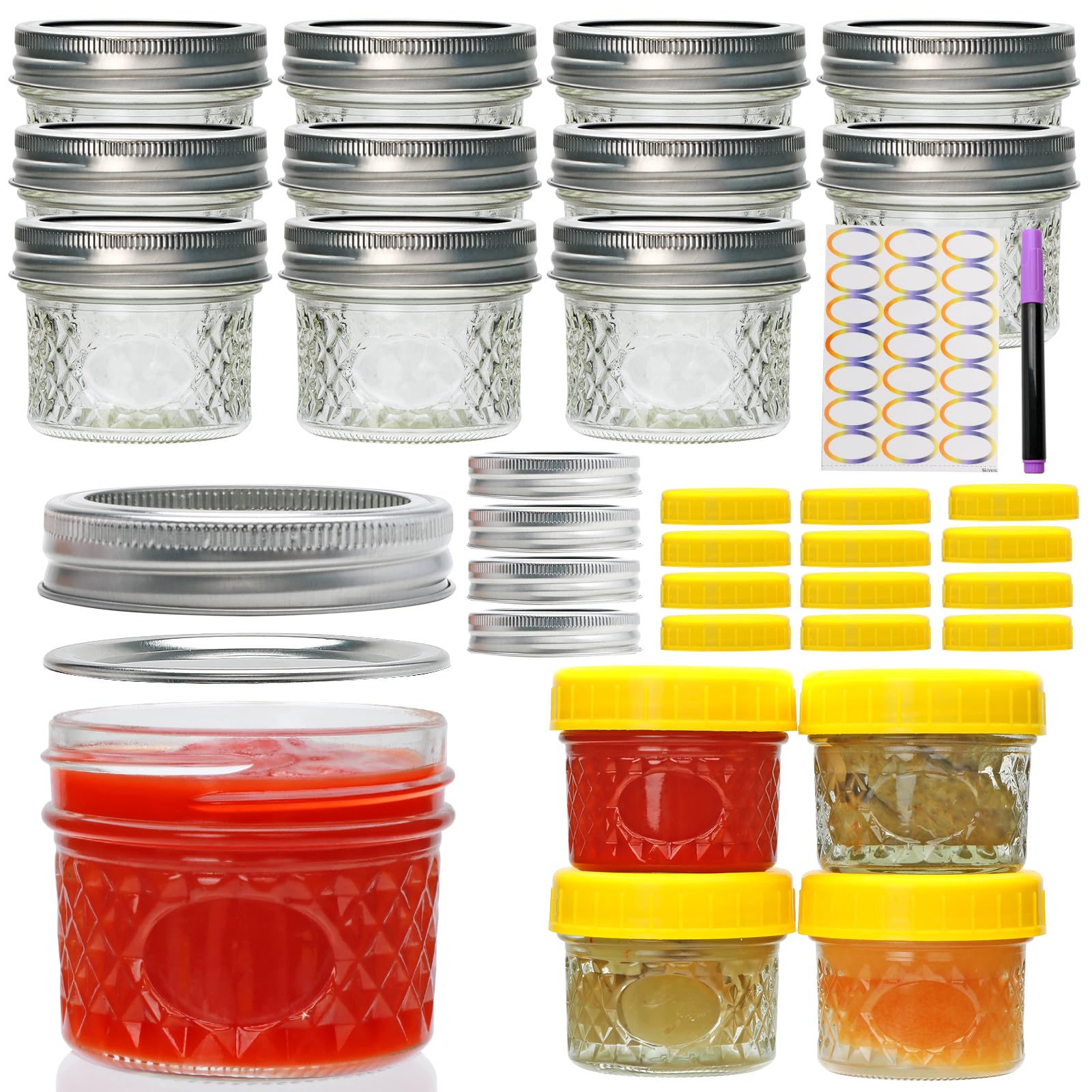 Amazon.com: Datttcc 4 oz Mason Jars, Mini Glass Jars, Small Mason Jars ...