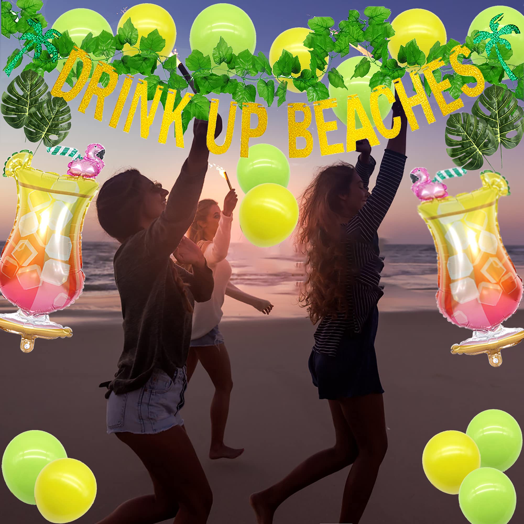 Buy Drink Up Beaches Party Decorations Gold Glitter Drink Up Beaches ...