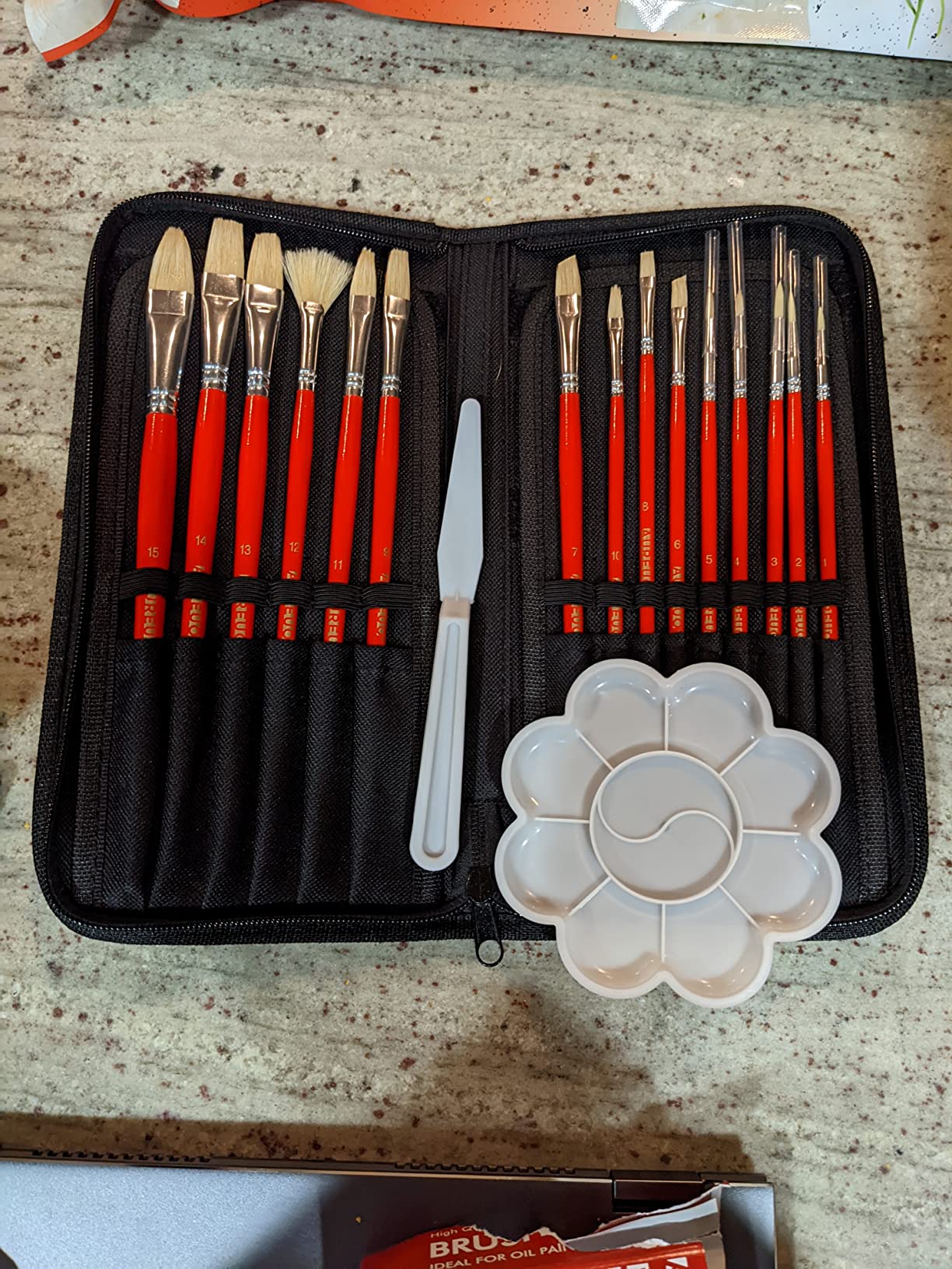 $3/mo - Finance AUREUO Oil Paint Brush Set - 15 Hog Bristles Painting ...