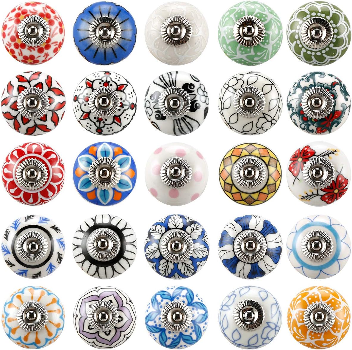 Mango Tree Mixed Set of 10 Blue and White Ceramic Door knobs/Cupboard knobs/Drawer knobs (MANGO ...