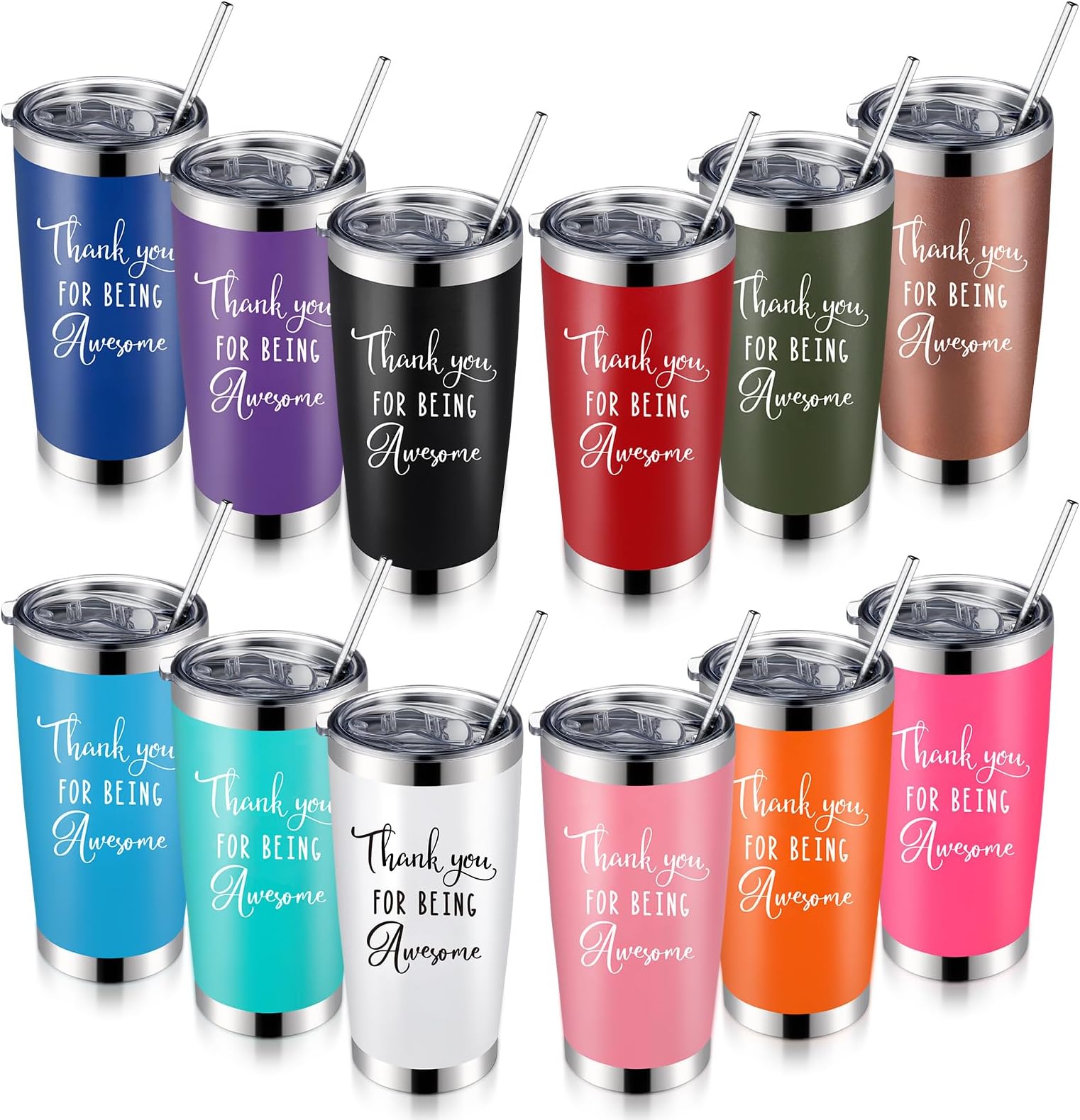 Amazon.com | Lallisa 8 Pcs Thank You Gifts 20oz Tumbler with Lid and ...