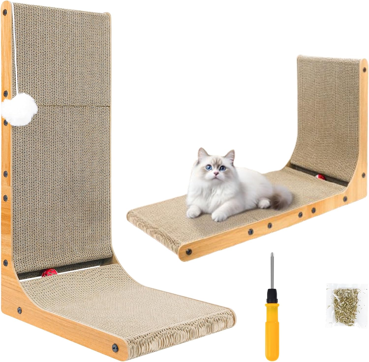 68CM Height L Shape Cardboard Cat Scratchers, L Shape Cat Scratch Pad ...