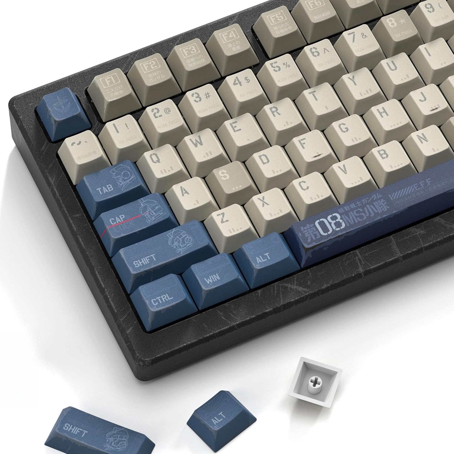 Amazon.com: dagaladoo Retro Japanese Anime PBT keycaps,Beige/Blue ...