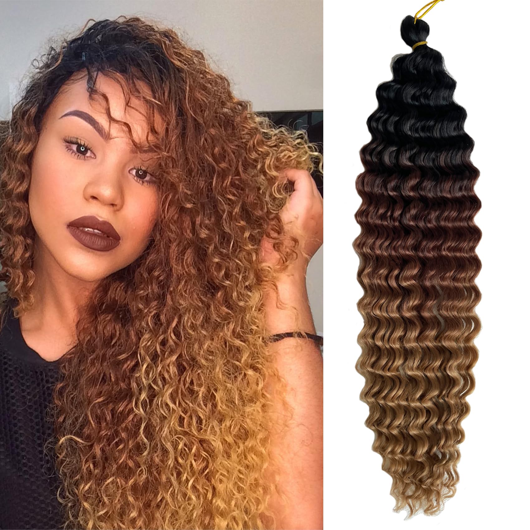 Amazon.com : Paraglame Ocean Wave Crochet Hair Ombre Brown Curly ...