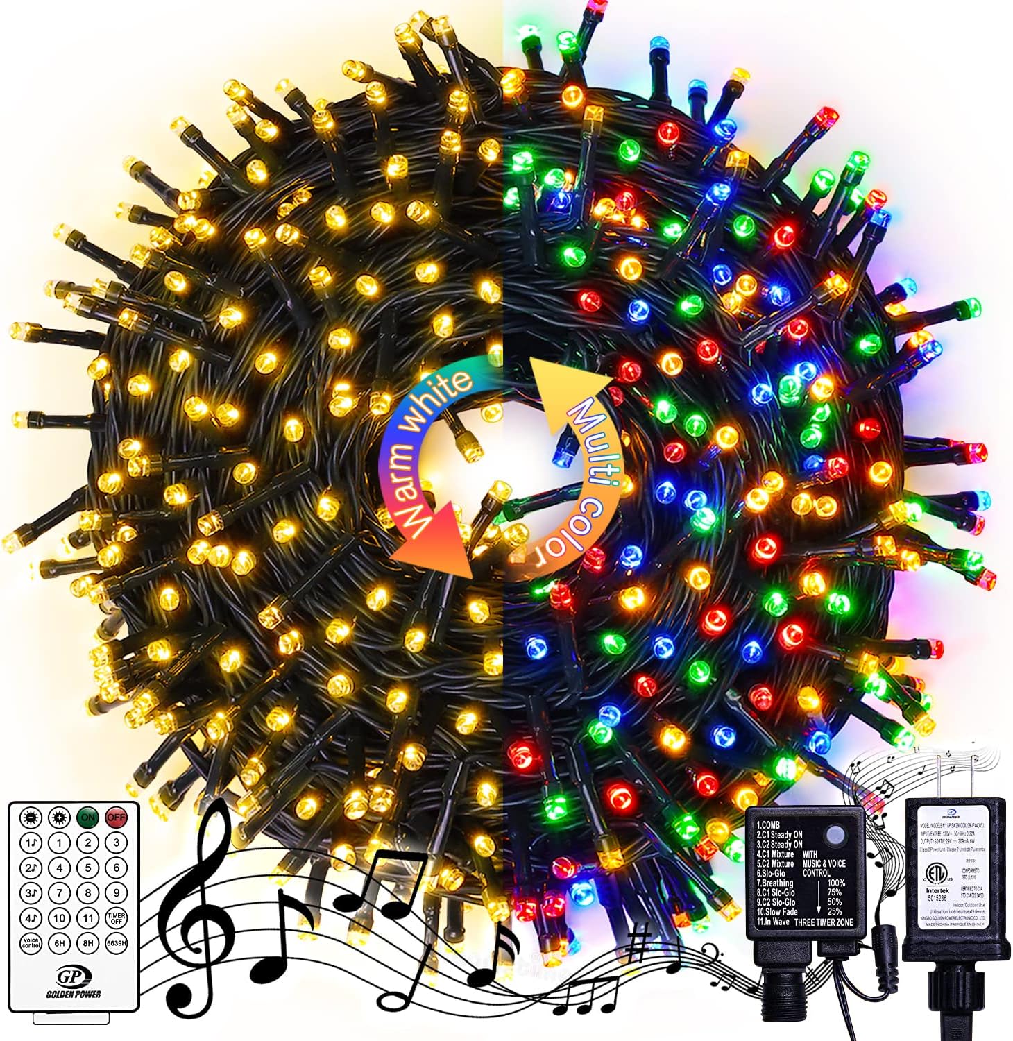 Amazon.com: JMEXSUSS Color Changing Christmas Lights, 66ft 200 LED Warm ...