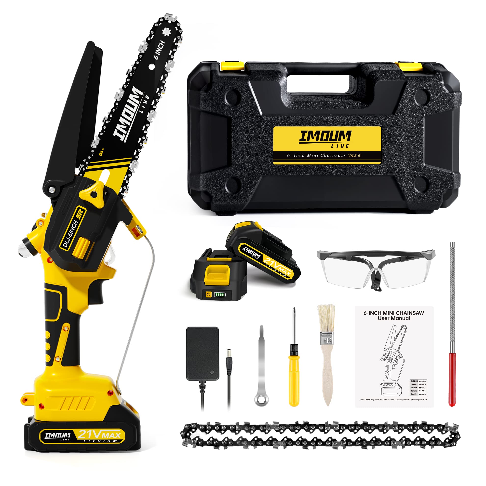 Snapklik.com : Mini Chainsaw Cordless 6 Inch, IMOUMLIVE Brushless ...
