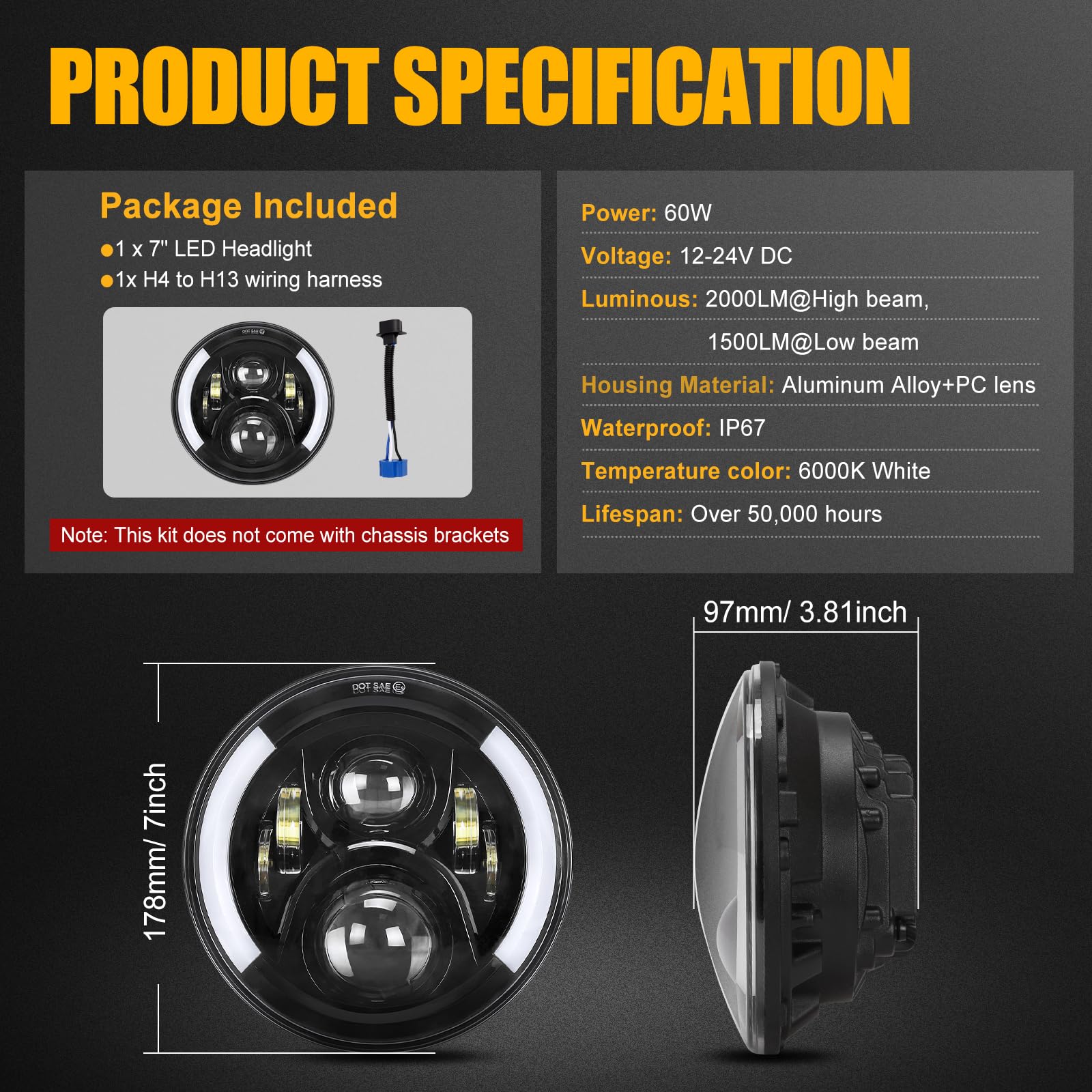 Snapklik.com : 7 Inches LED Motorcycle Headlight Fits For Touring Road ...