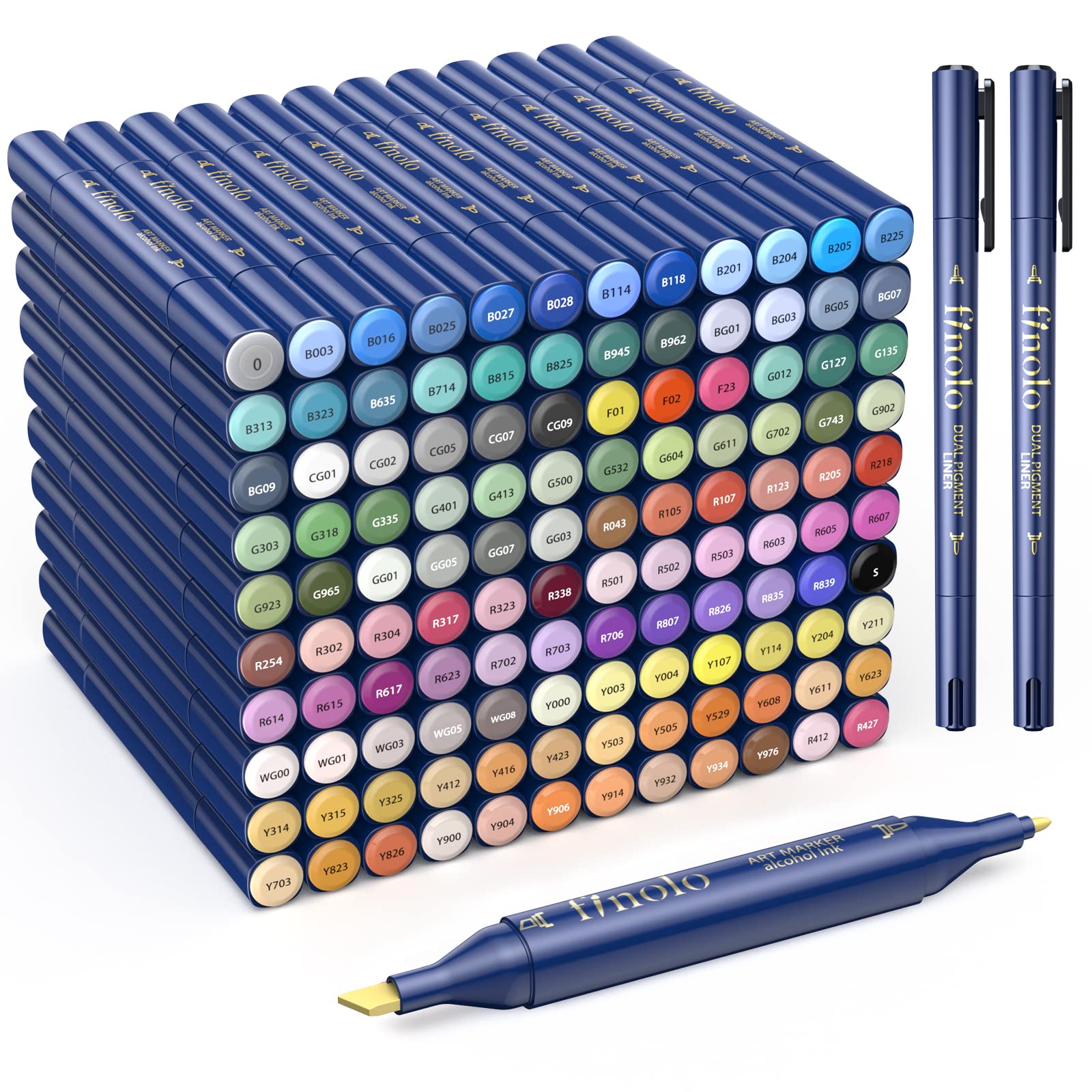 Buy finenolo 120 Colors Alcohol Markers, Chisel & Fine Dual Tip Alcohol ...