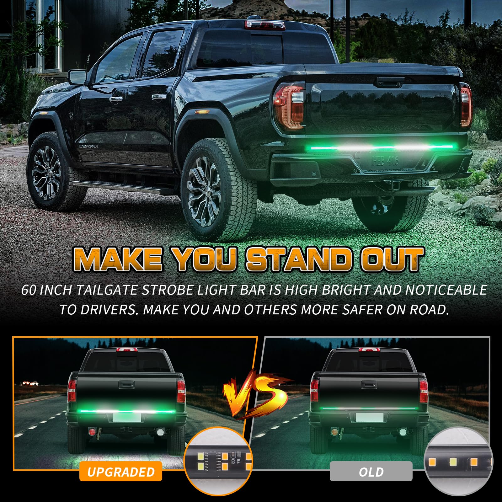 Snapklik.com : 60 Inch Truck Tailgate Green White Emergency Lights ...