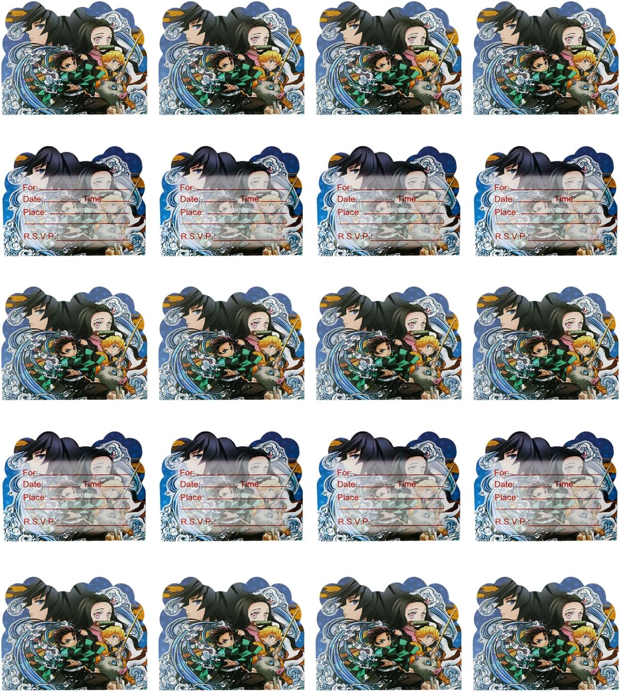 Anniversaire Décoration Kimetsu No Yaiba Cartes Invitations Demon ...