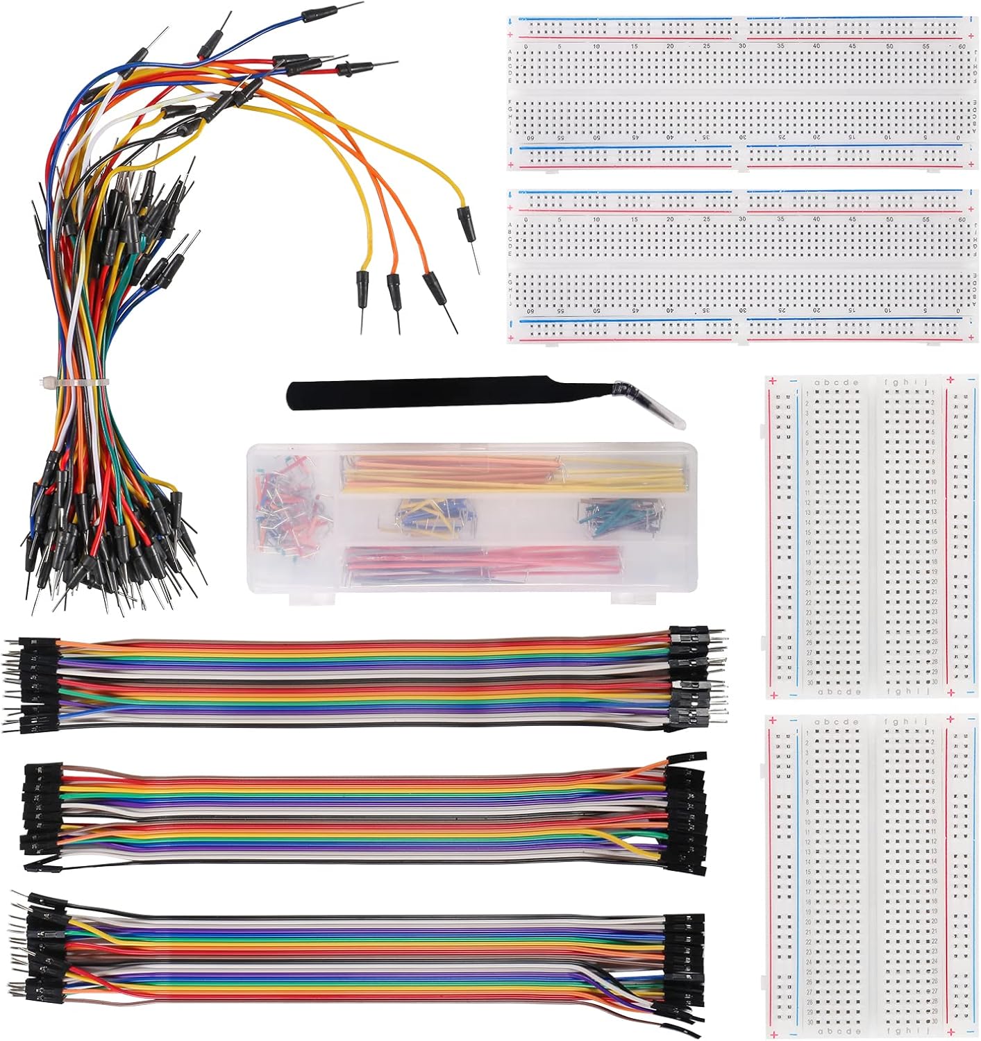 Amazon.com: QCCAN Breadboard Jumper Wires Kit 4pcs 400 & 830 Point Solderless Breadboards ...