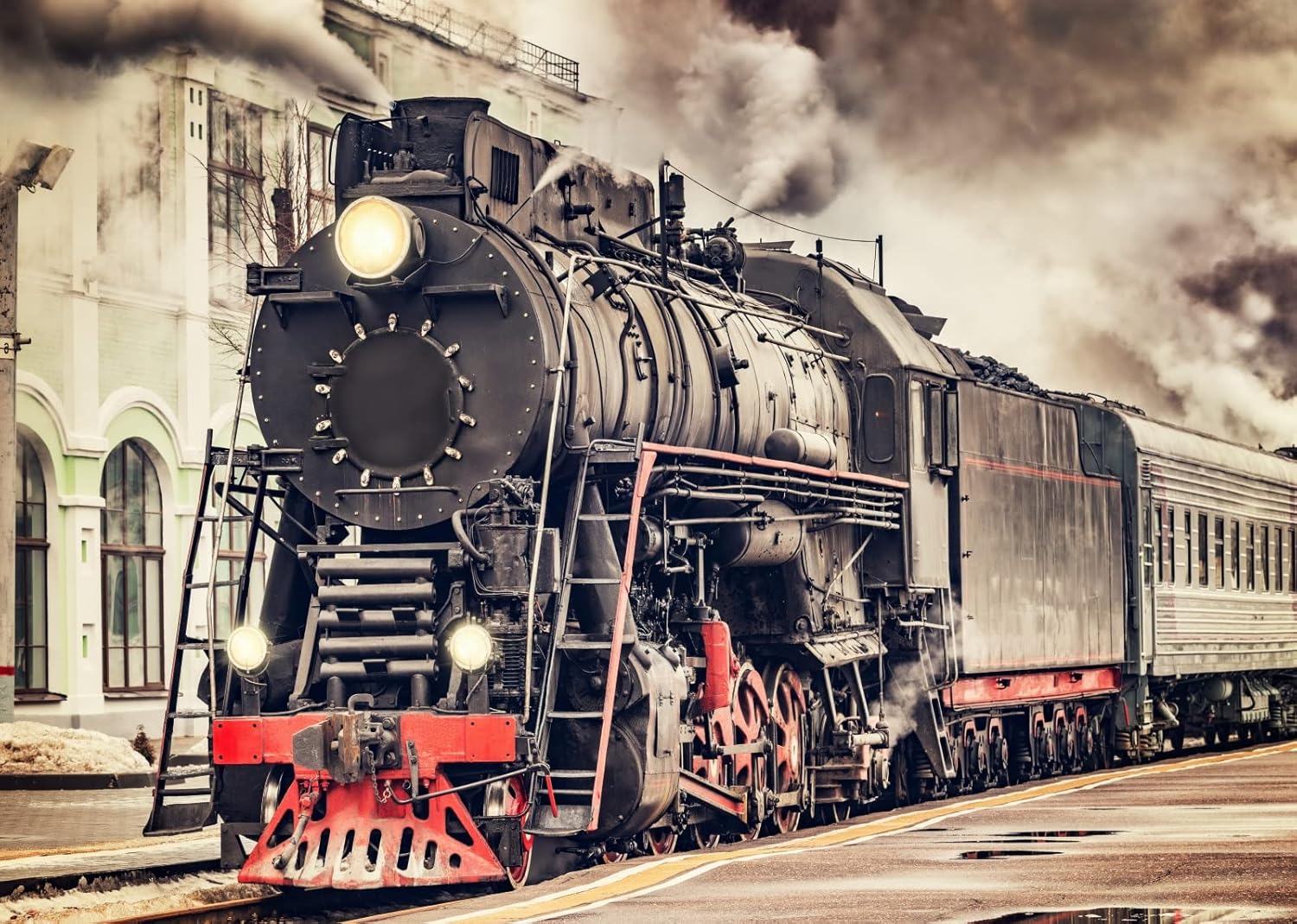 Amazon.com : BELECO 10x6.5ft Fabric Vintage Steam Train Photography ...