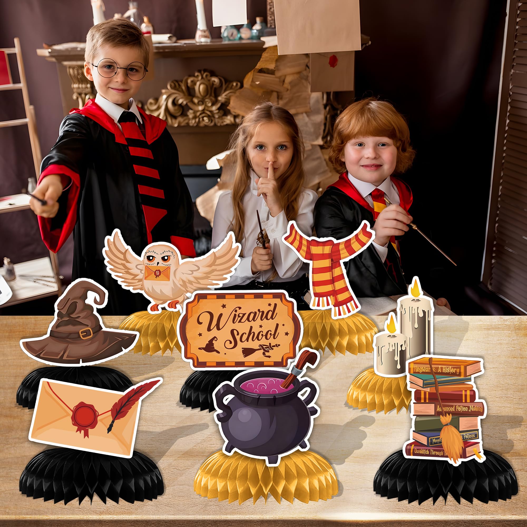 Harry Potter Birthday Decorations Magical Wizard Honeycomb Centerpieces ...