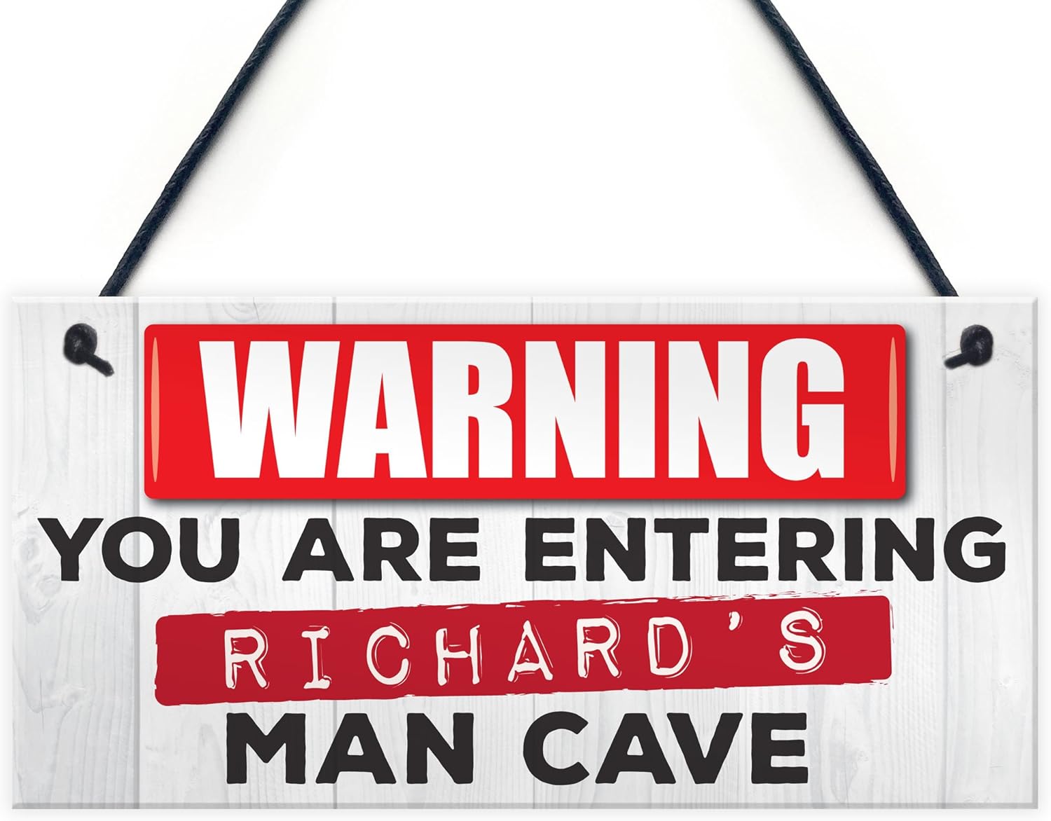 Red Ocean Personalised Warning You Are Entering Man Cave Hanging Plaque ...