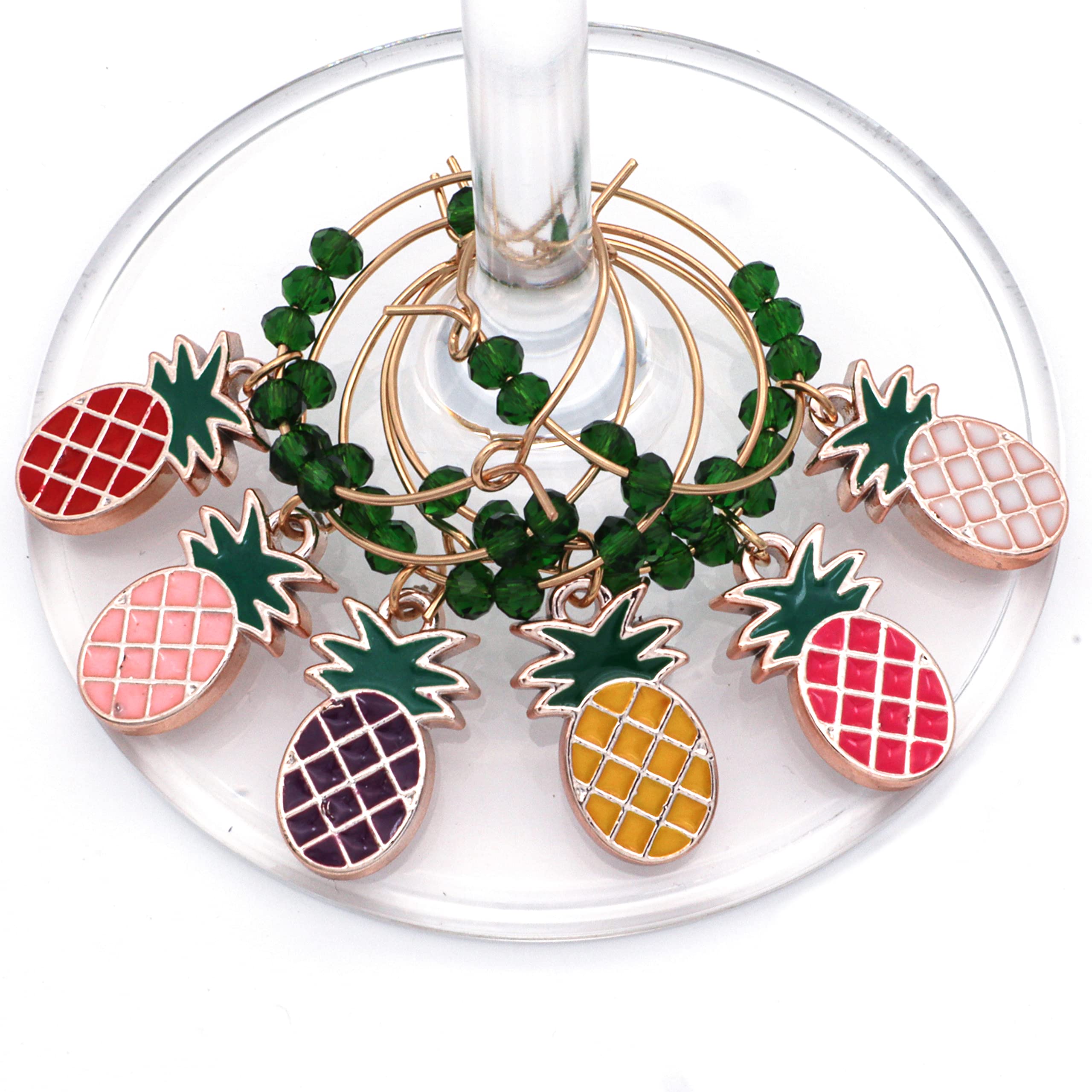 Snapklik.com : Pineapple Wine Charms, Set Of 6 Pineapple Glass Markers ...