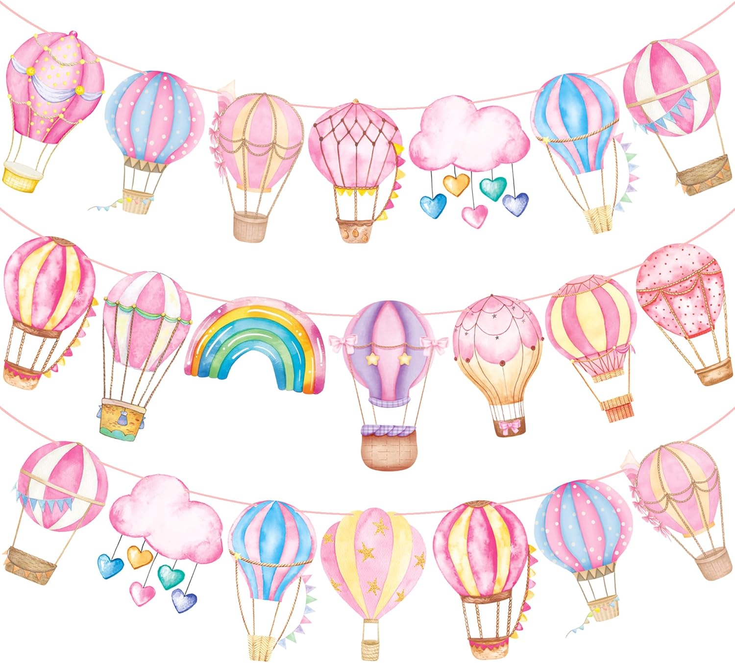 Amazon.com: umoni Hot Air Balloon Party Banners 3Pcs Hot Air Balloon ...