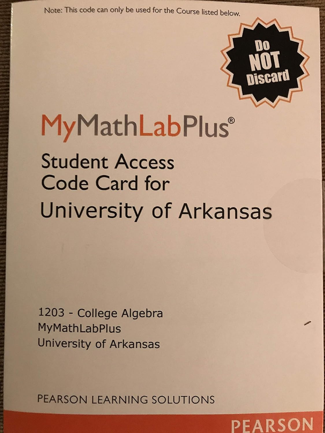 MyMathLabPlus Student Access Code for University of Arkansas - 1203 ...