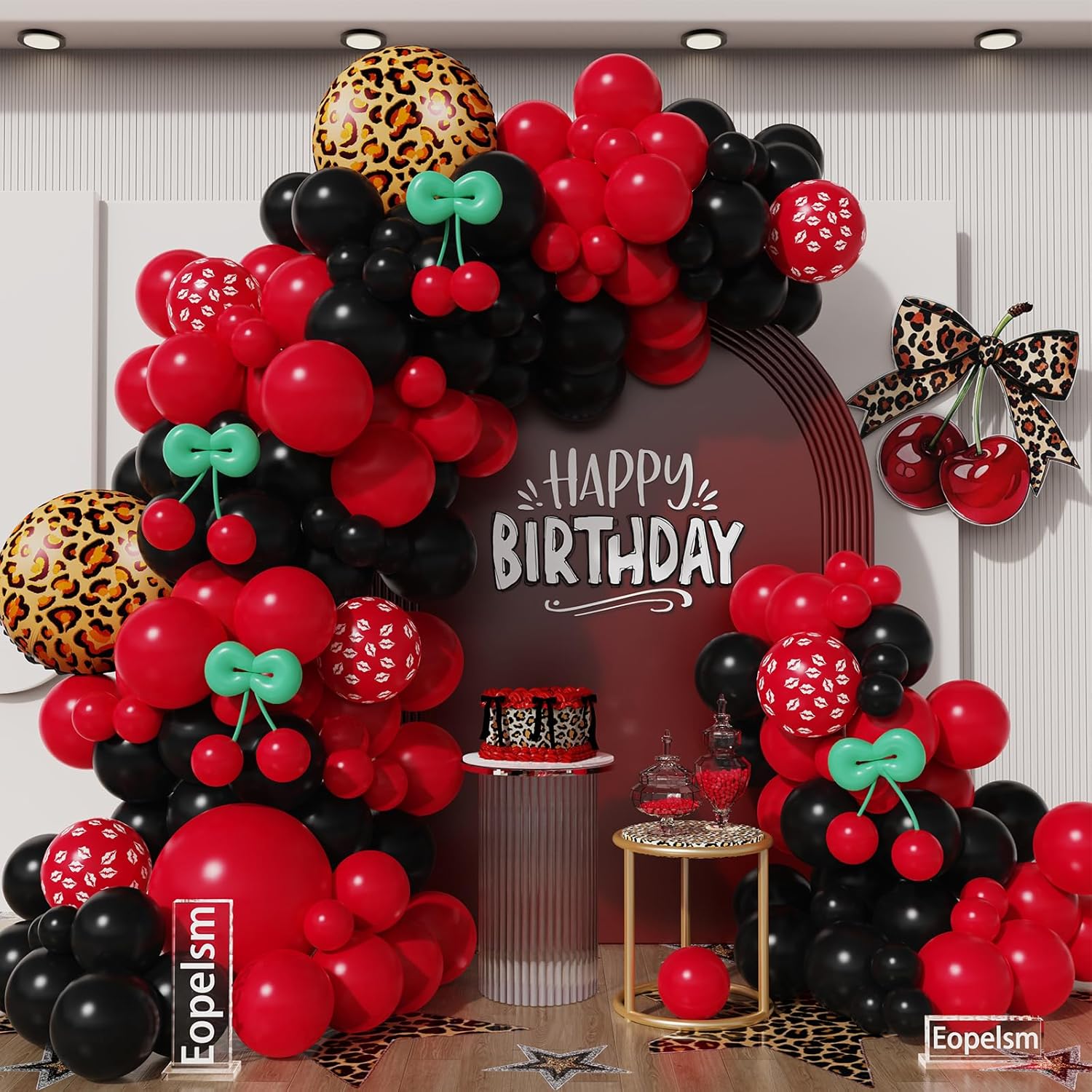 Amazon.com: Cheetah Print Balloon Garland 146Pcs Red and Black Balloons ...