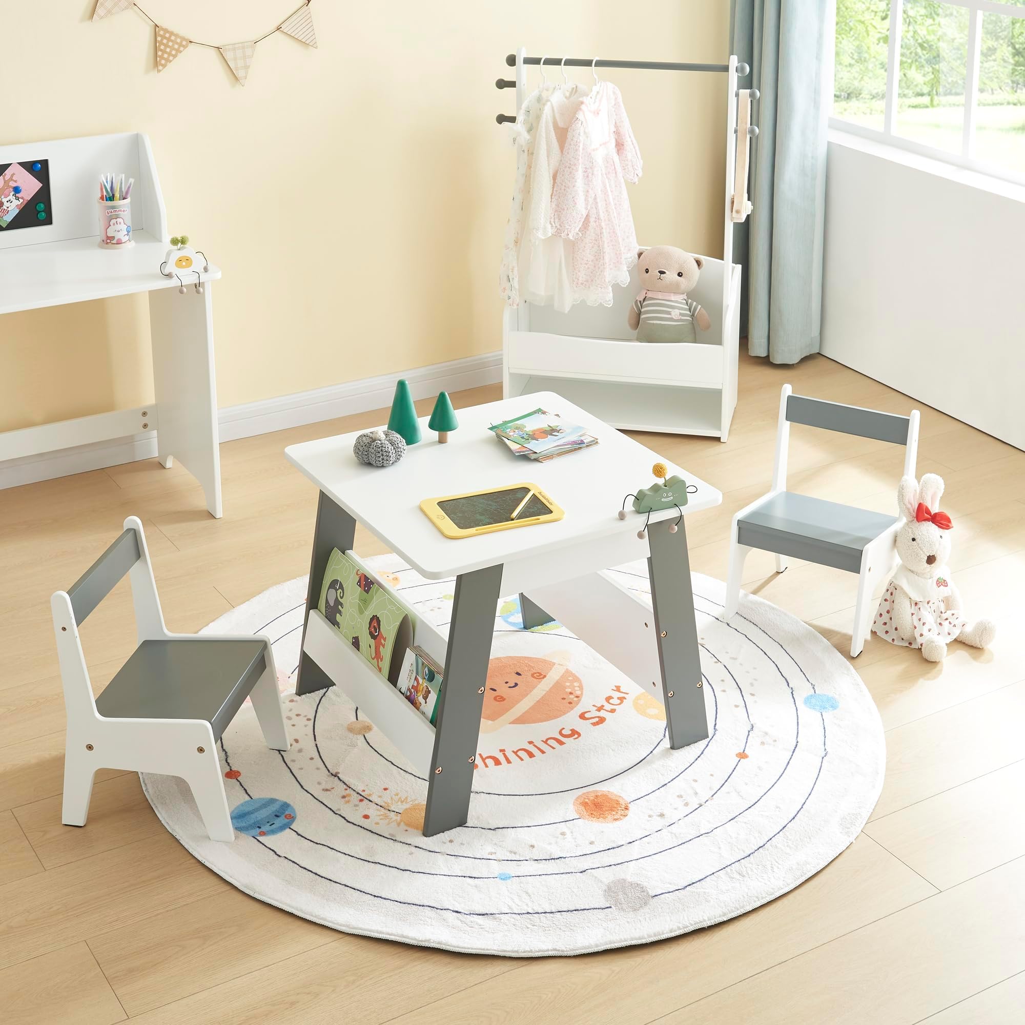 Panana Kids Childrens Wooden Table & Chairs 3pcs Set For Preschoolers ...