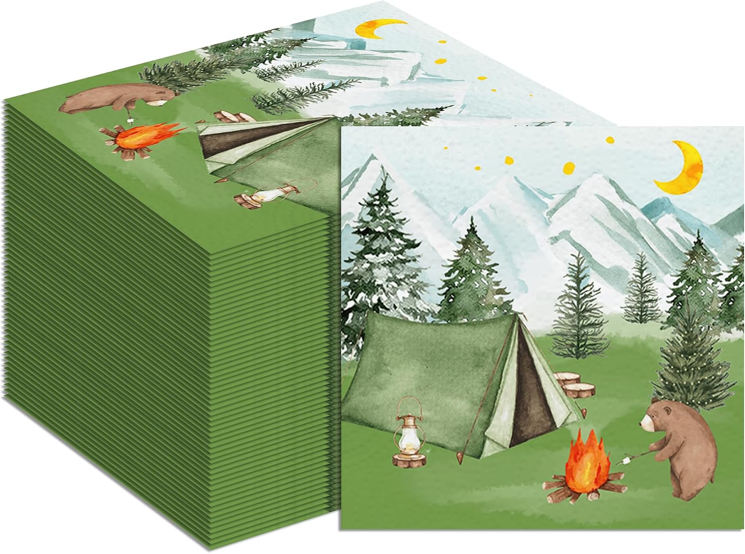 Amazon.com: 40PCS Camping Paper Napkins Happy Camping Party Napkins ...
