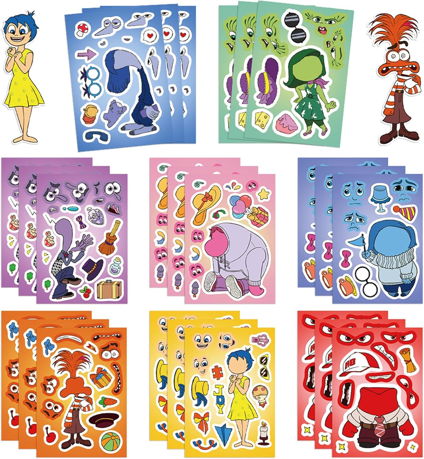 Amazon.com: 24 Sheets Cute Inside Out Stickers for Kids Make Your Own ...