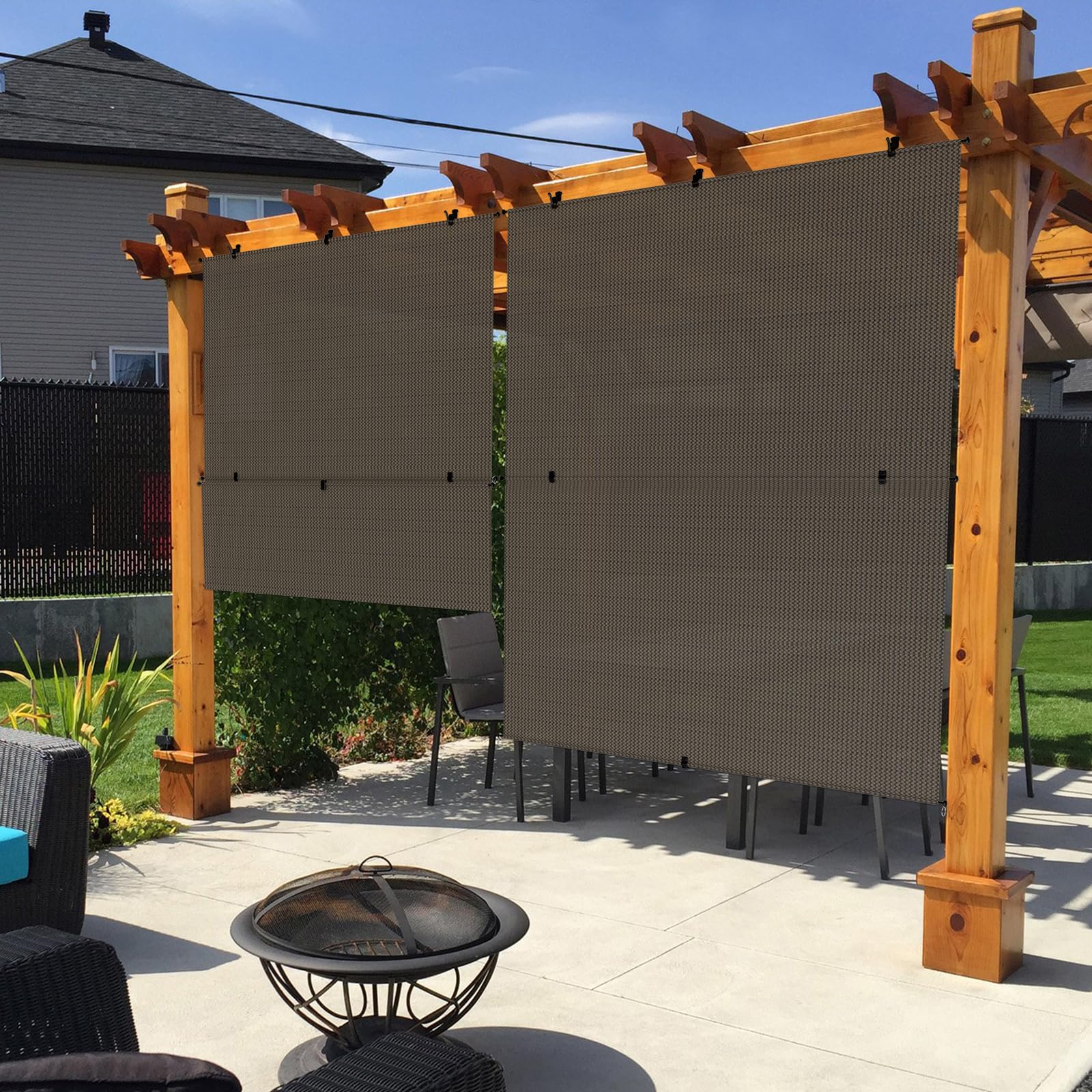 Amazon.com : Windscreen4less 7'W x 6'H Sun Shade Curtain Foldable Shade ...
