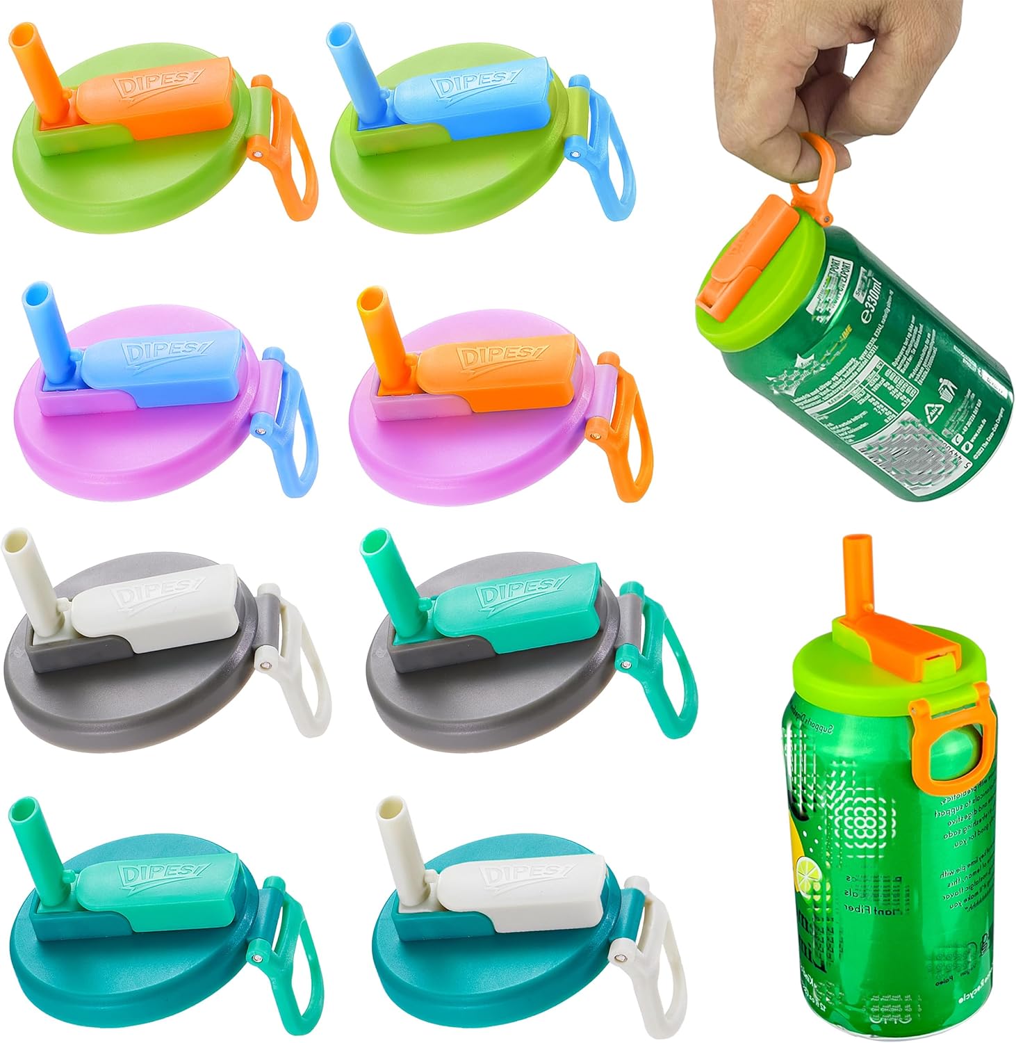 Amazon.com: DIPESI 8 pack 8 color Soda Can Lids with Straws, Pop Can Cover，Reusable Silicone ...