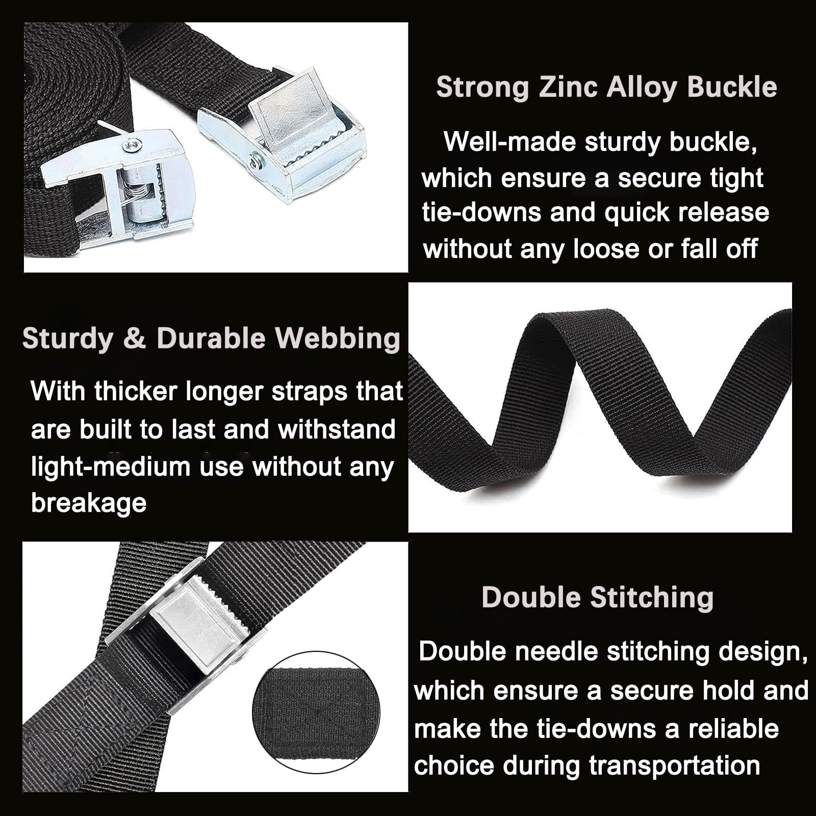 Lashing Straps 16FT, Adjustable Kayaks Tie Down Straps Cam Buckle ...