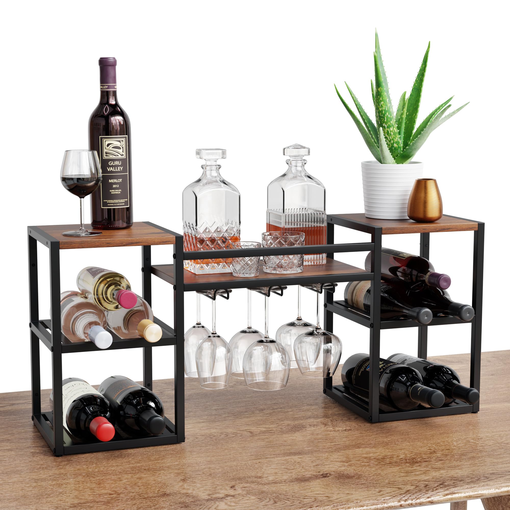 TrueStuff Rustic Wine Rack Shelf - Solid Wine Glass Rack with Max Hold ...