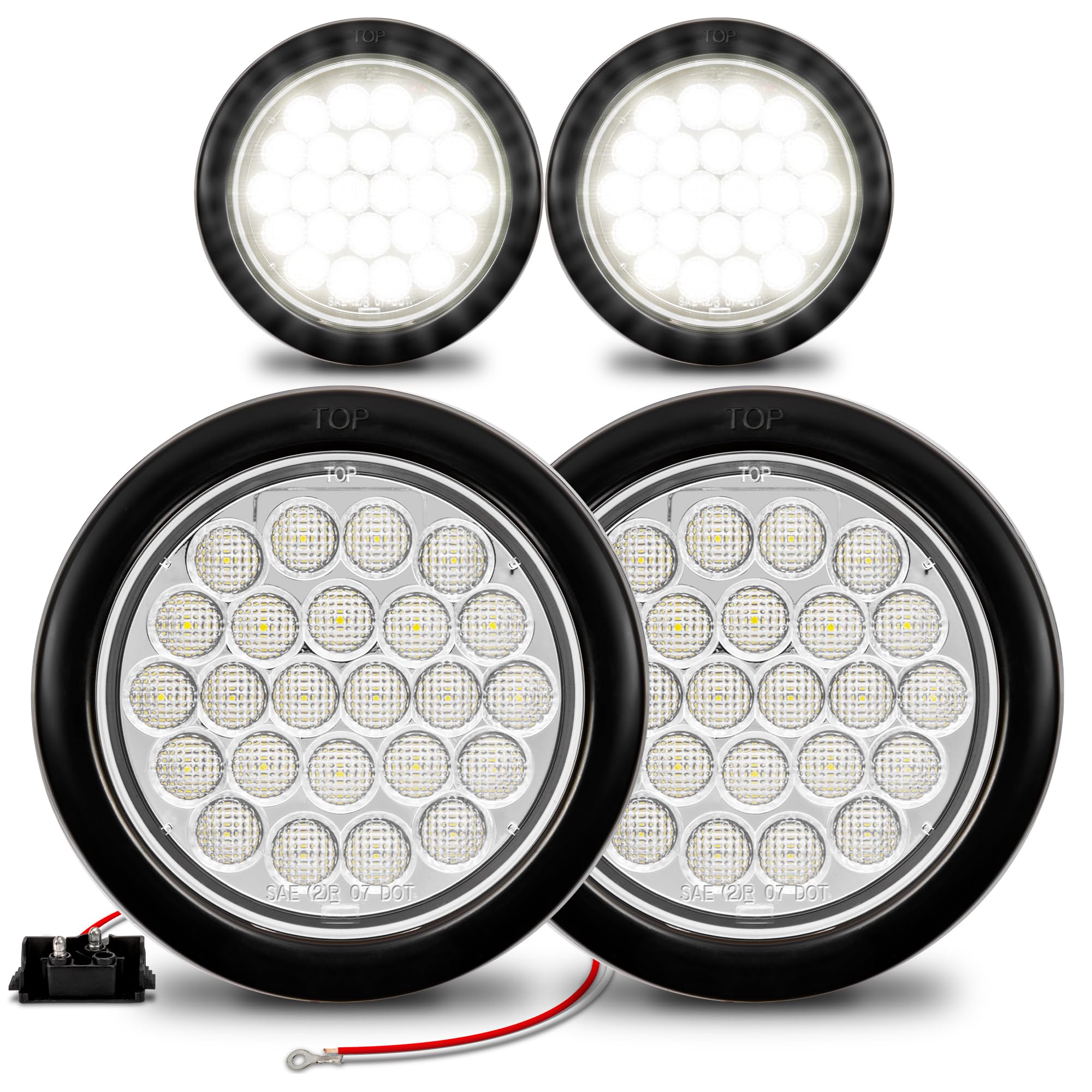 Amazon.com: TRUE MODS 4pc 4" Round White 24 LED Trailer Tail Lights ...