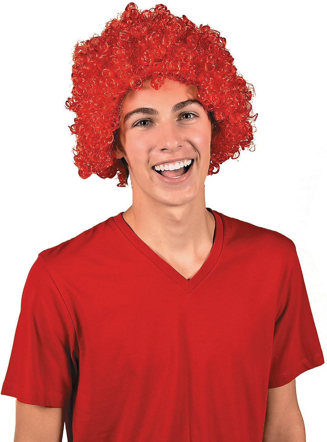 Amazon.com: Fun Express - Team Spirit Afro Wig - Red - Apparel ...