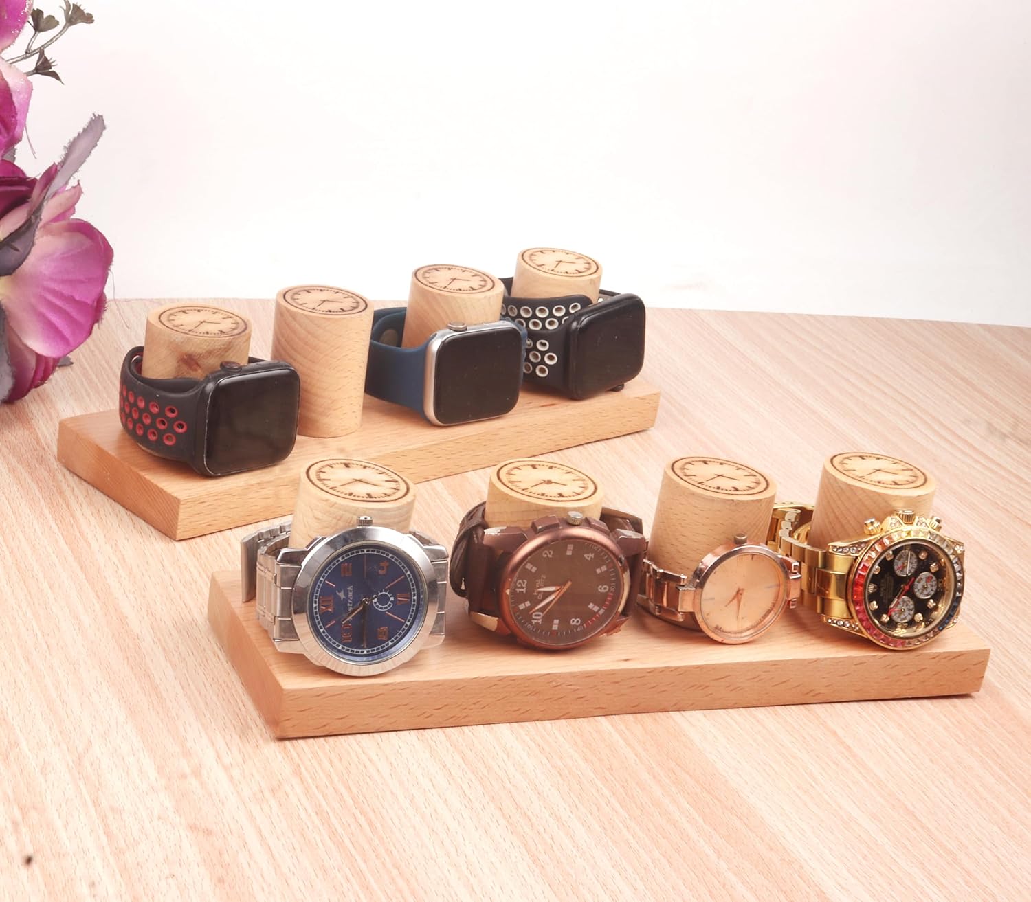 UNION ARTITION ATTS Wooden Watch Stand Handmade Wooden Watch Display ...