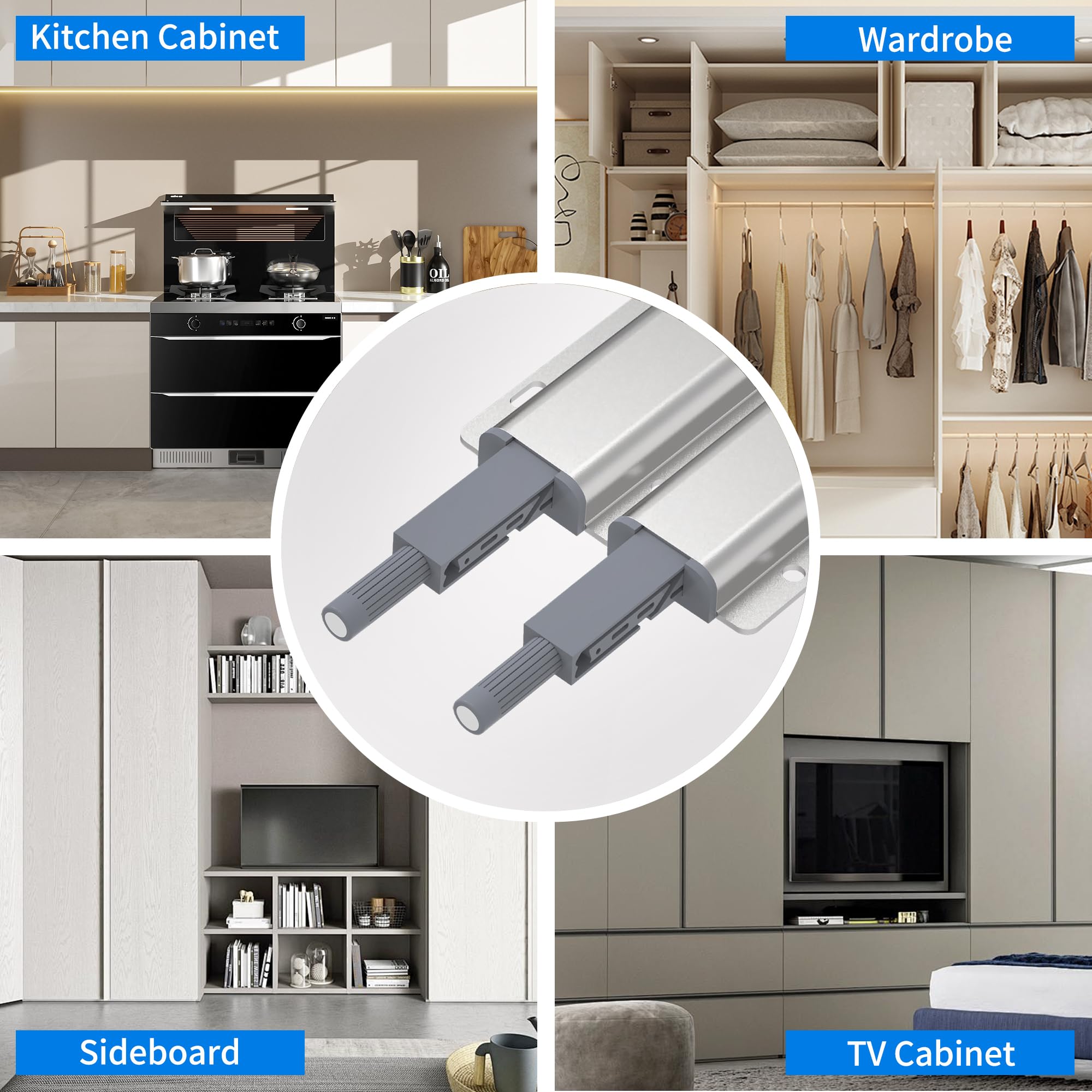 Push To Open Door Catches Push Open Door Latch 4 Pack Magnetic Heavy ...
