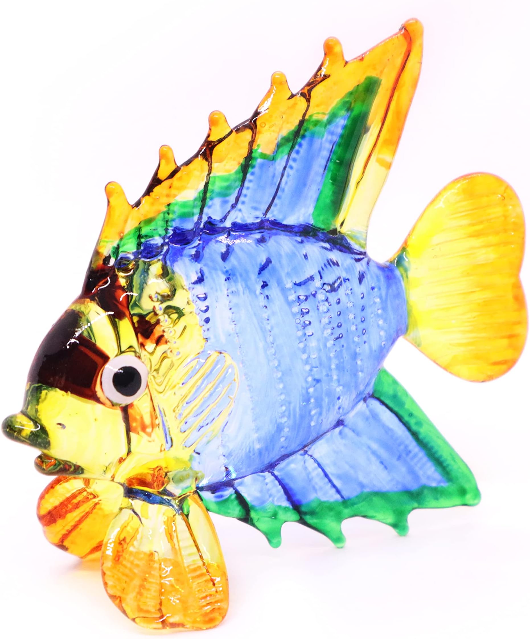 Amazon.com: WitnyStore Tiny 2½" Long Blue Yellow Tropical Fish Figurine ...
