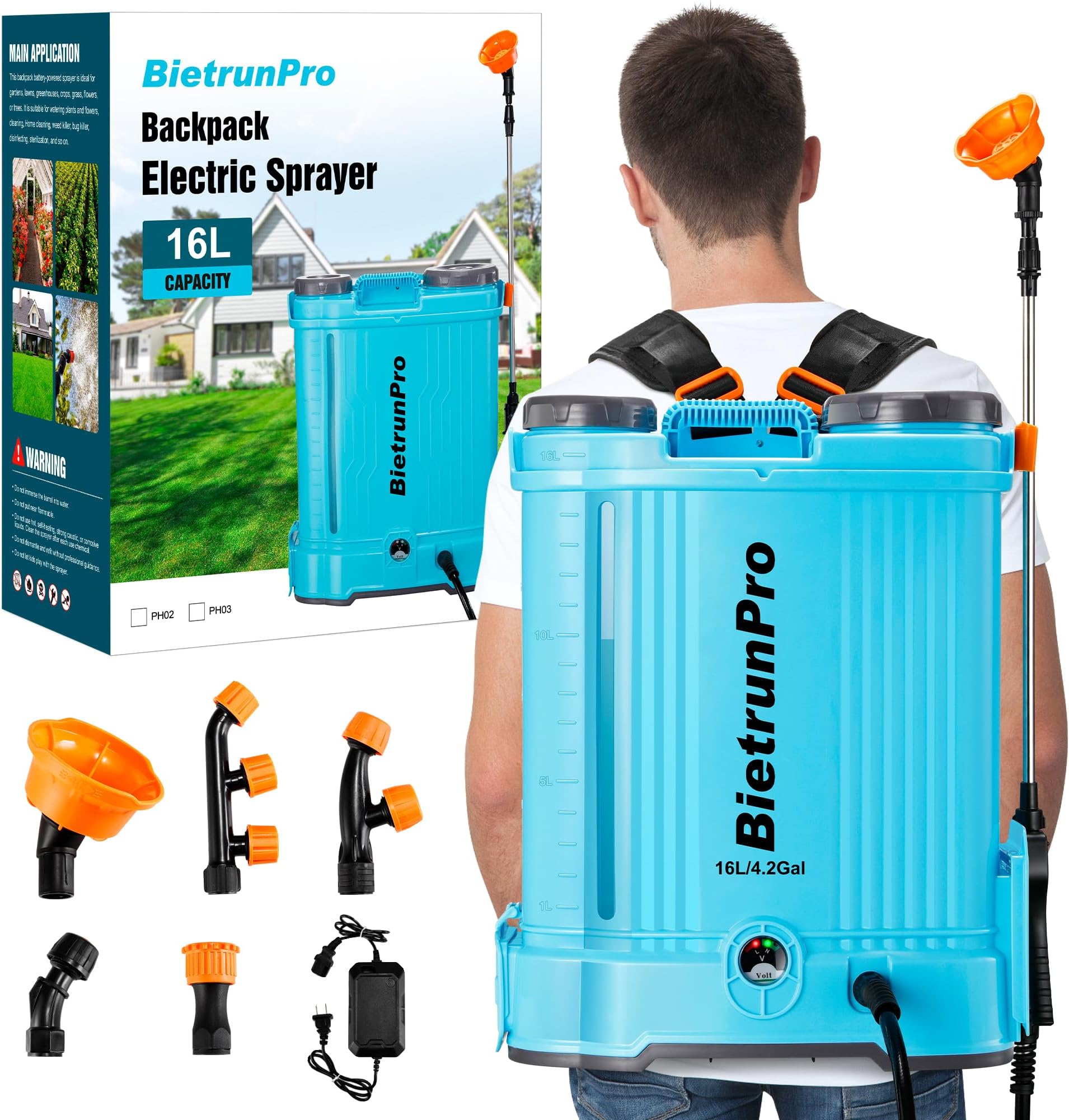 Amazon.com : Backpack Sprayer 4 Gallon Battery Powered Electric ...